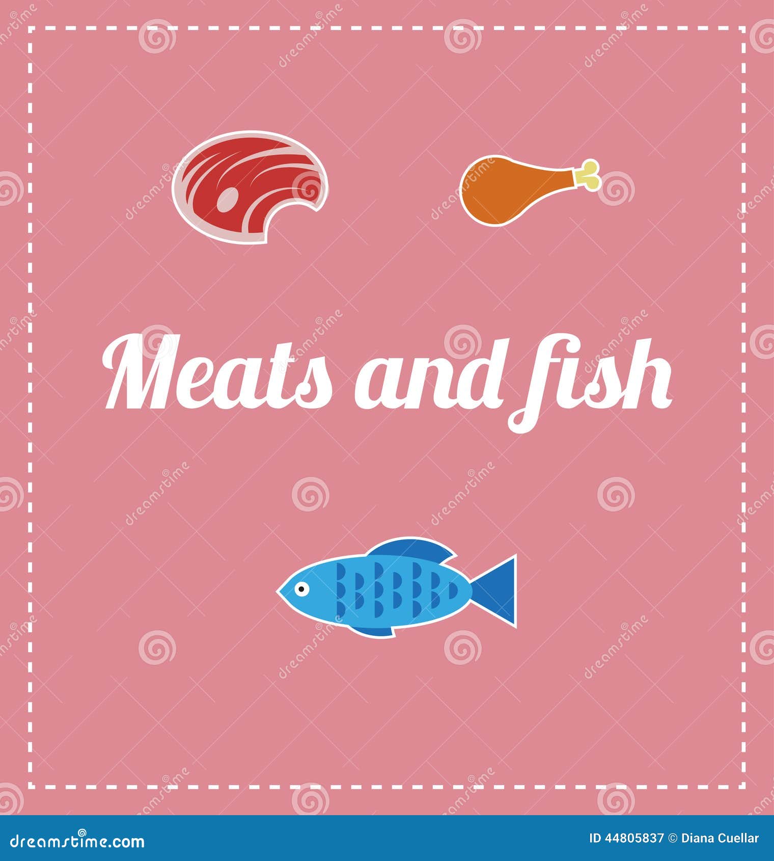 Meats and fish stock vector. Illustration of meat, steak - 44805837