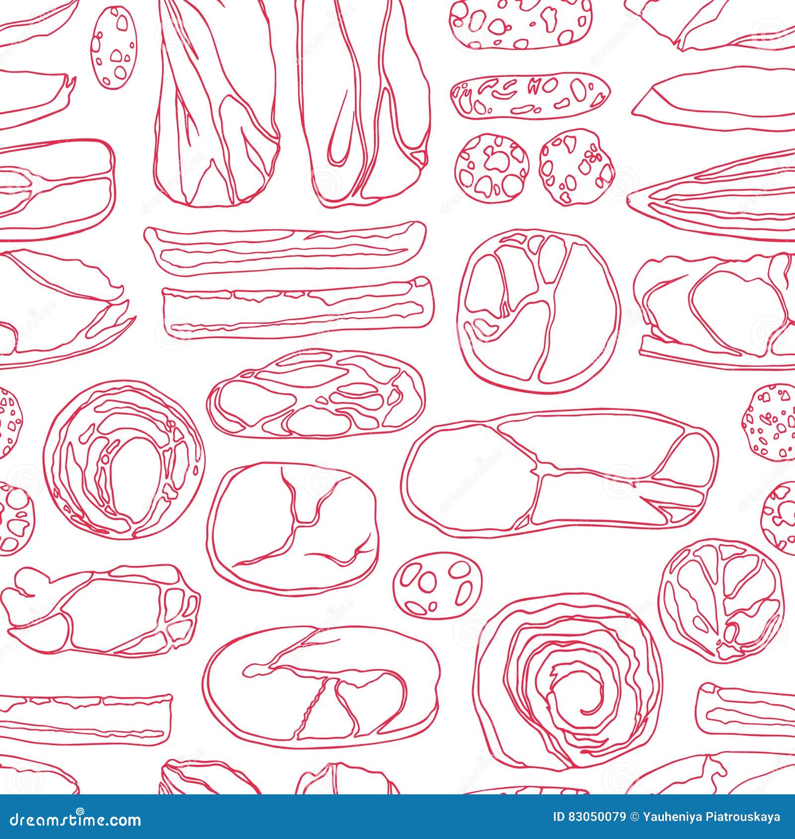 Meats seamless pattern stock vector. Illustration of cured - 83050079