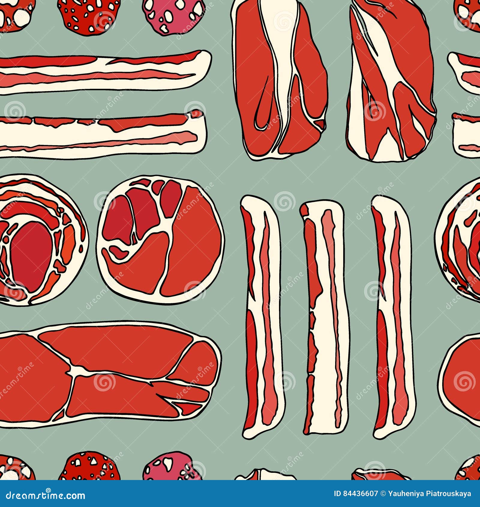Meats seamless pattern stock vector. Illustration of backdrop - 84436607