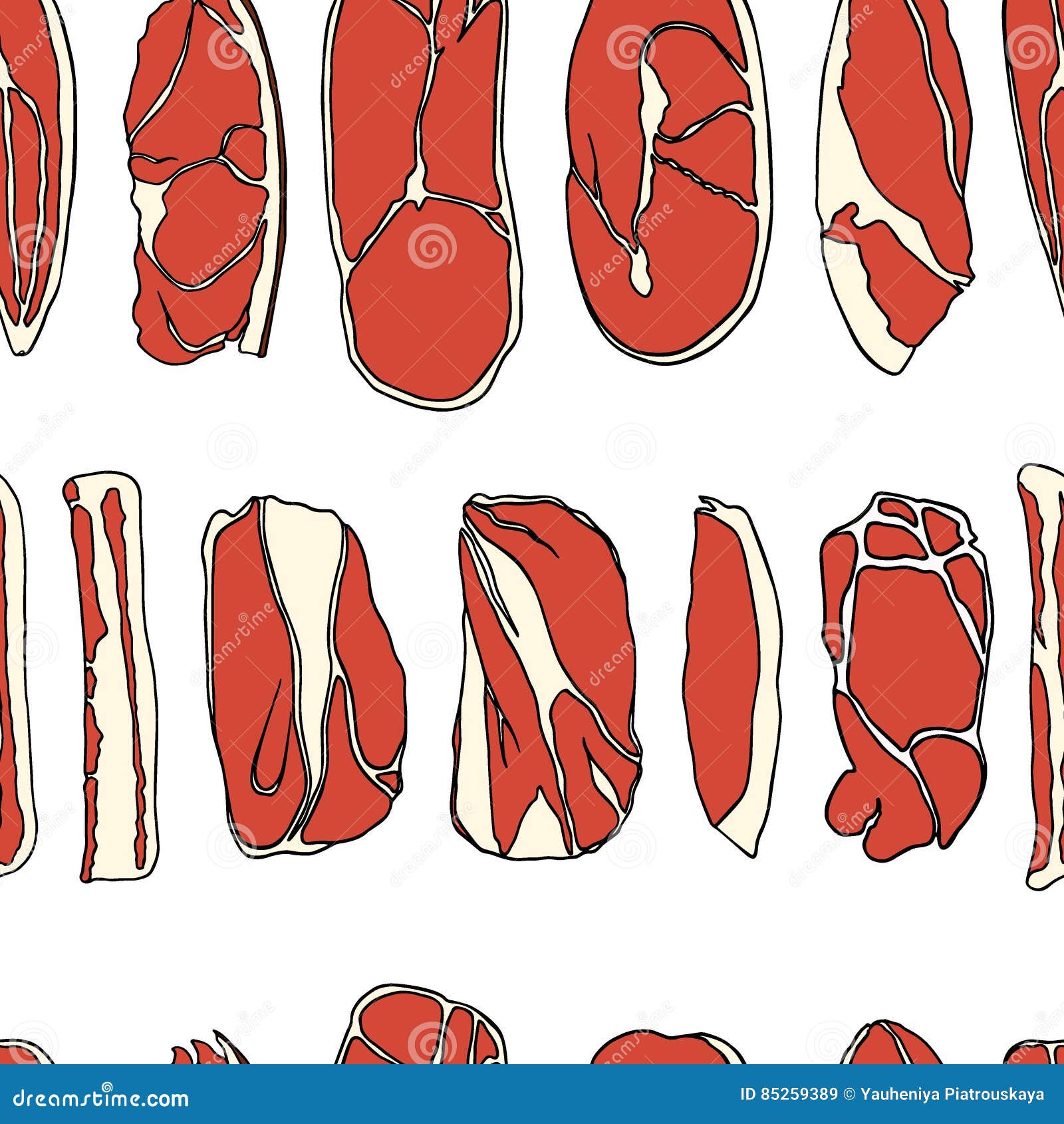 Meats seamless pattern stock vector. Illustration of print - 85259389