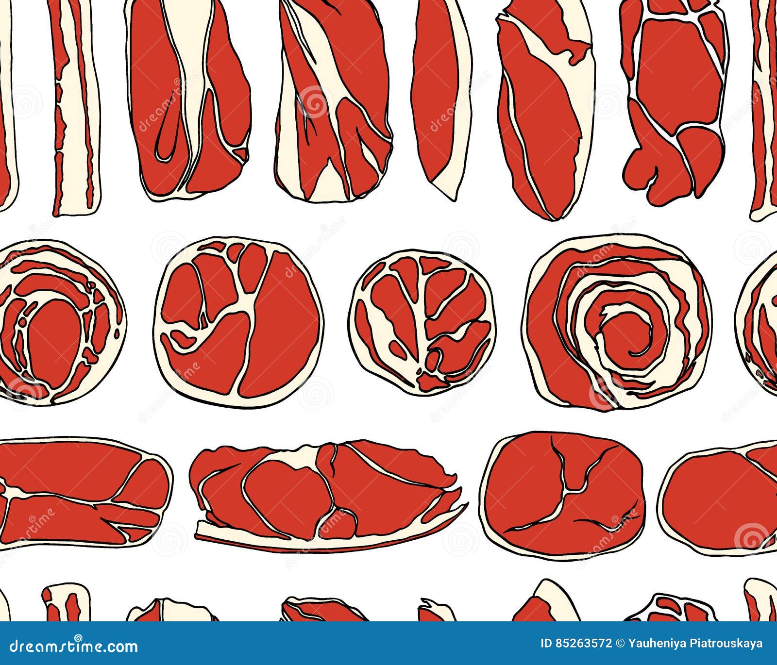 Meats seamless pattern stock vector. Illustration of meal - 85263572