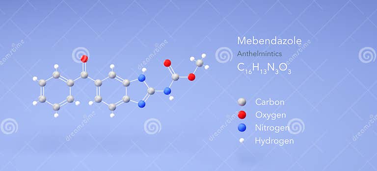 Mebendazole Molecule, Molecular Structures, Antihelminthic Agent, 3d ...
