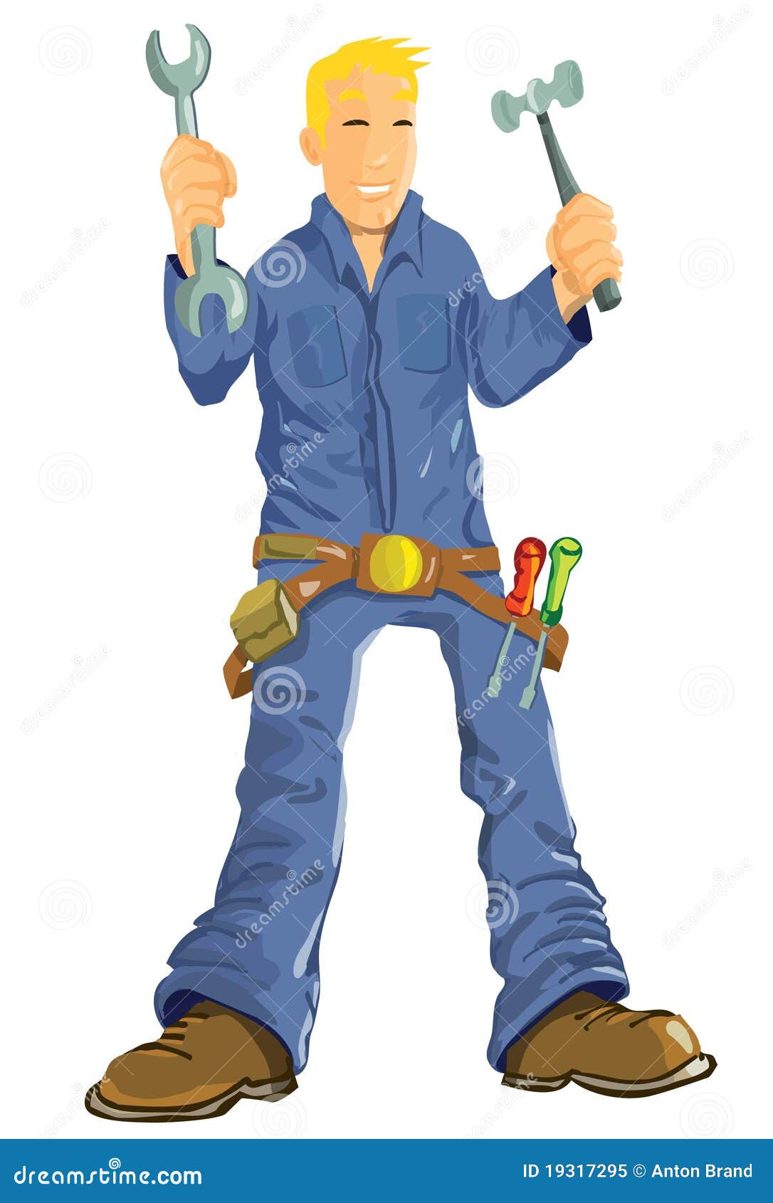 Mecânico Dos Desenhos Animados Com Ferramentas Ilustração do Vetor ...