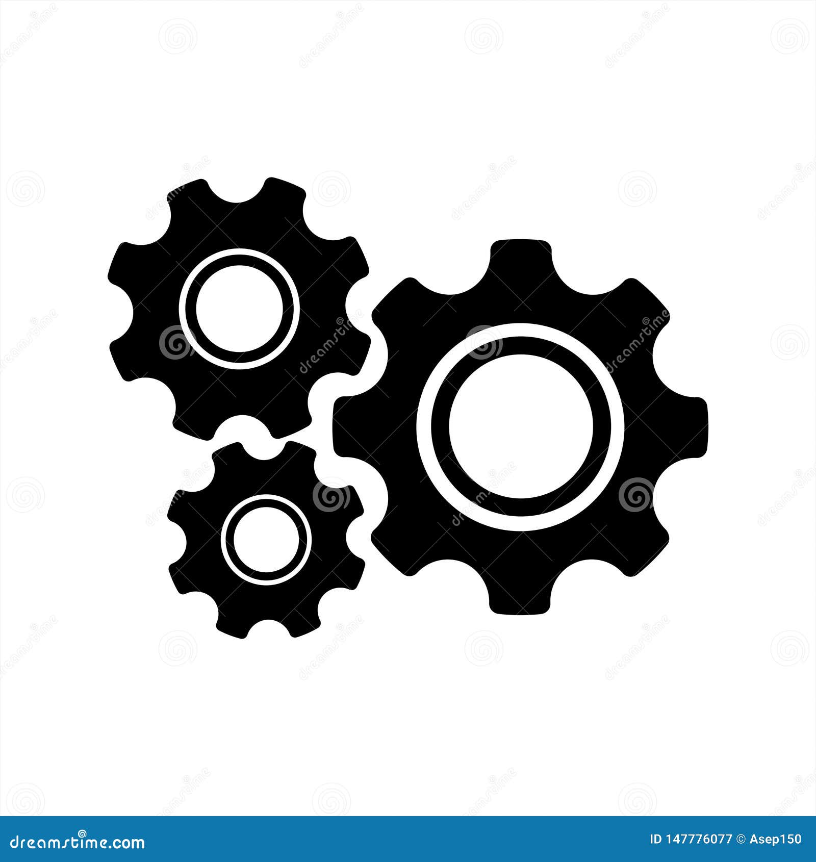 Mecanismo De Engranaje 3 E Icono Del Vector De Los Ajustes En El Fondo