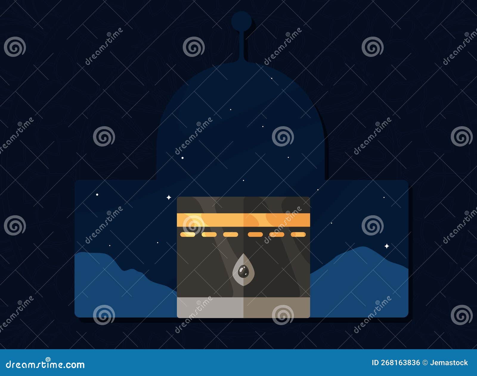 Mecca at night scene stock vector. Illustration of islam - 268163836