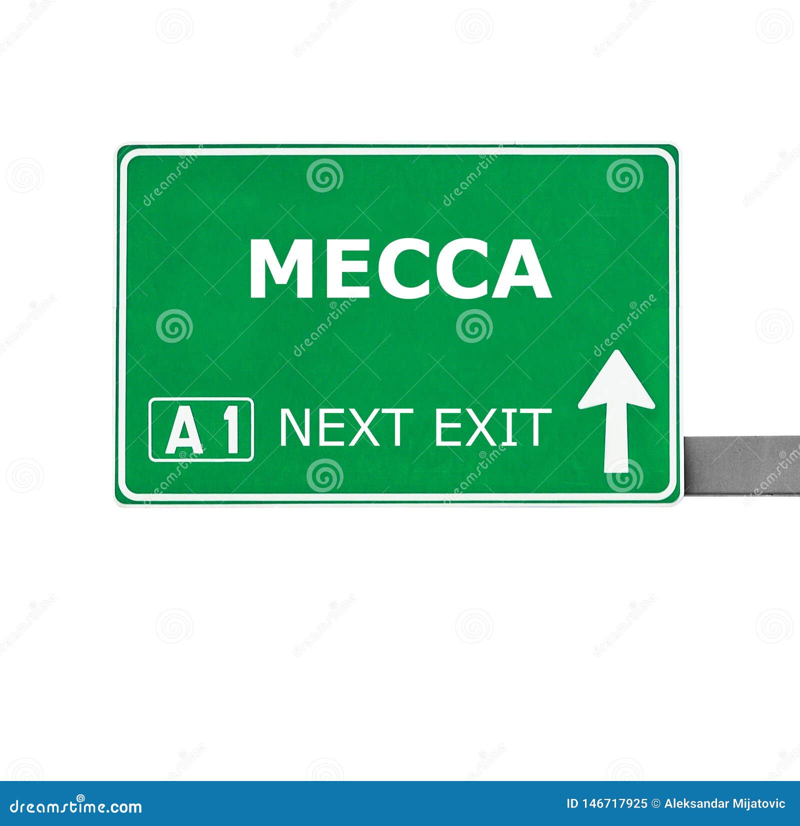 MECCA Road Sign Isolated on White Stock Image - Image of direction ...