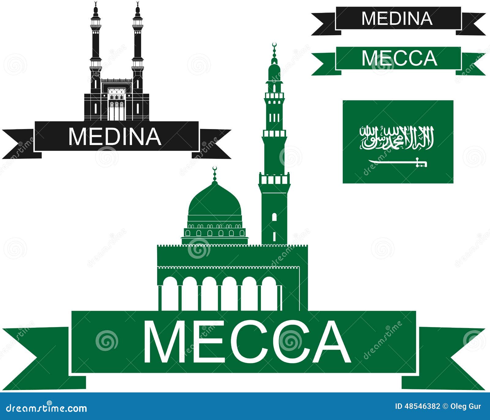 Mecca stock vector. Illustration of architecture, arabia - 48546382