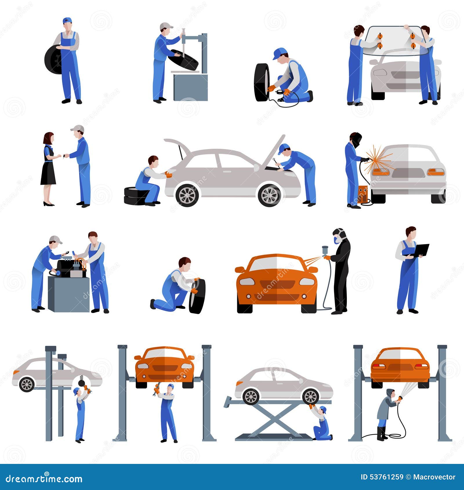 Meccanico Icons Set illustrazione vettoriale. Illustrazione di ...