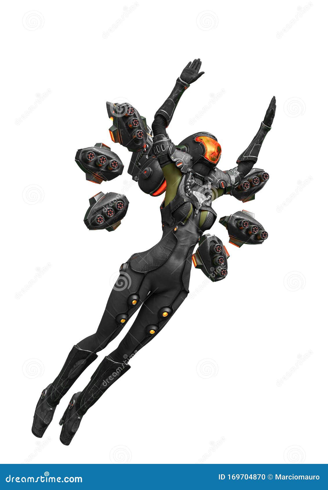 Mech girl flying up stock illustration. Illustration of mech - 169704870