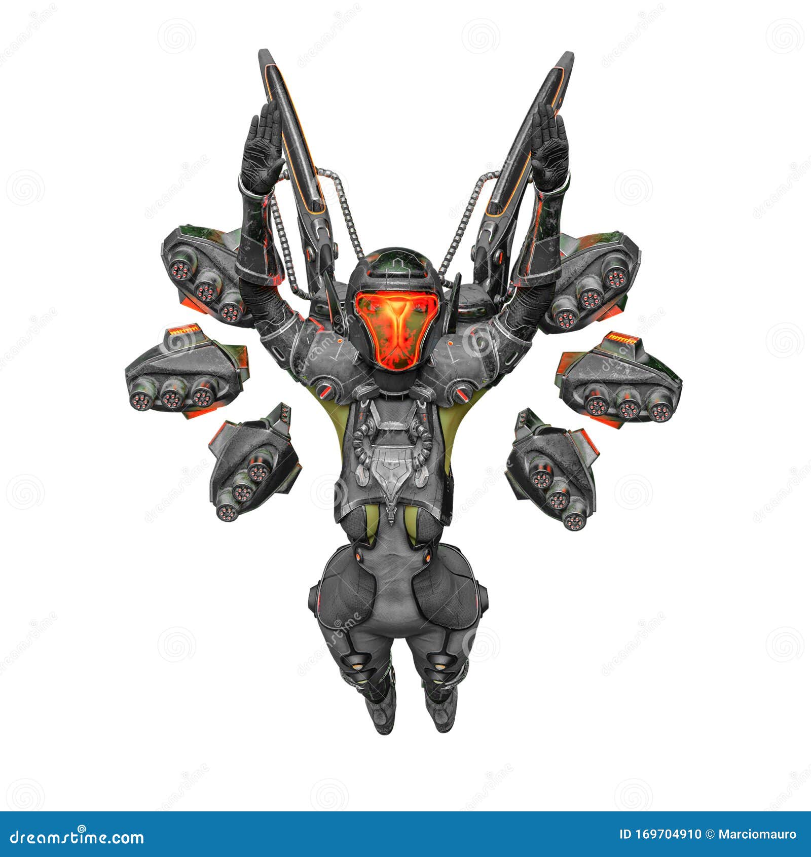 Mech girl jumping stock illustration. Illustration of futuristic ...