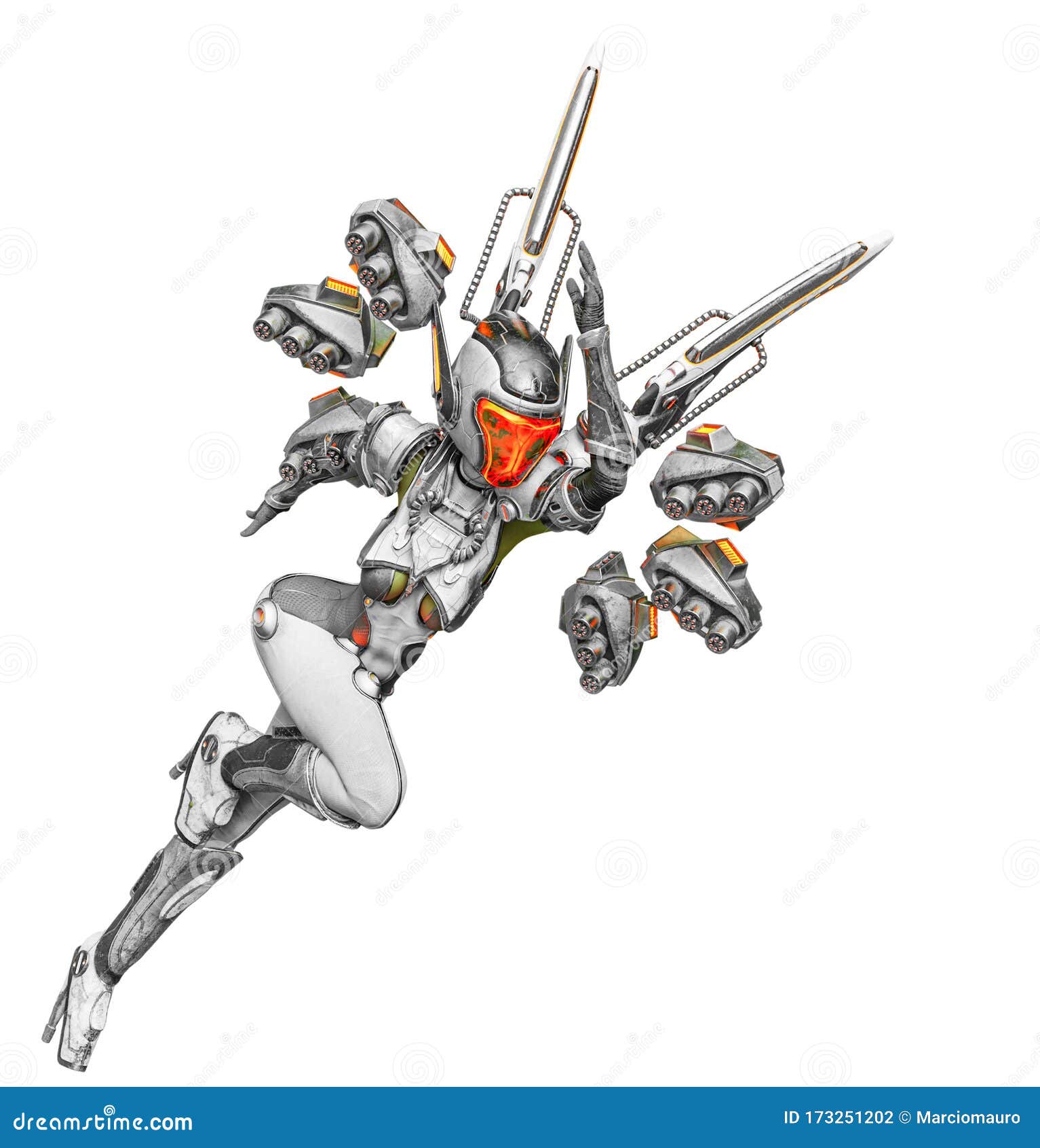 Mech girl running stock illustration. Illustration of character - 173251202
