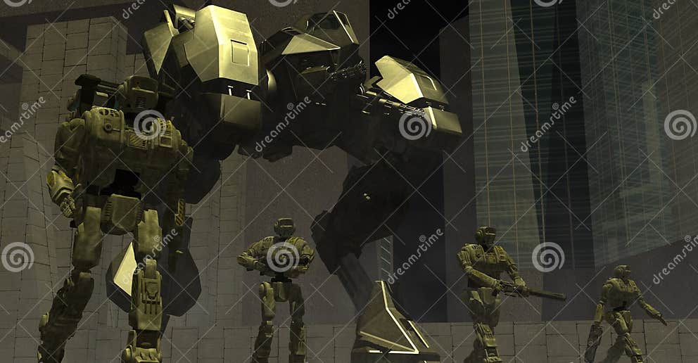 Mech walker stock illustration. Illustration of render - 7023108