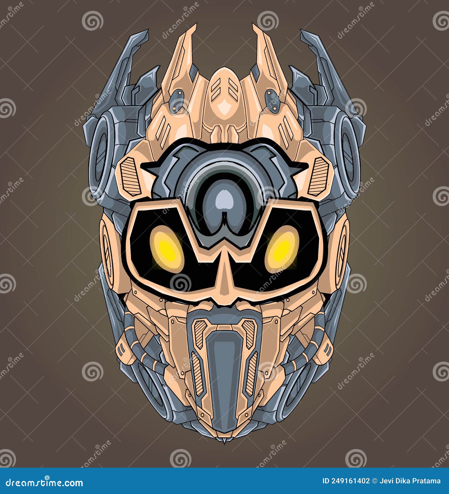 Mecha Bee Robot Head Illustration Stock Vector - Illustration of icon ...