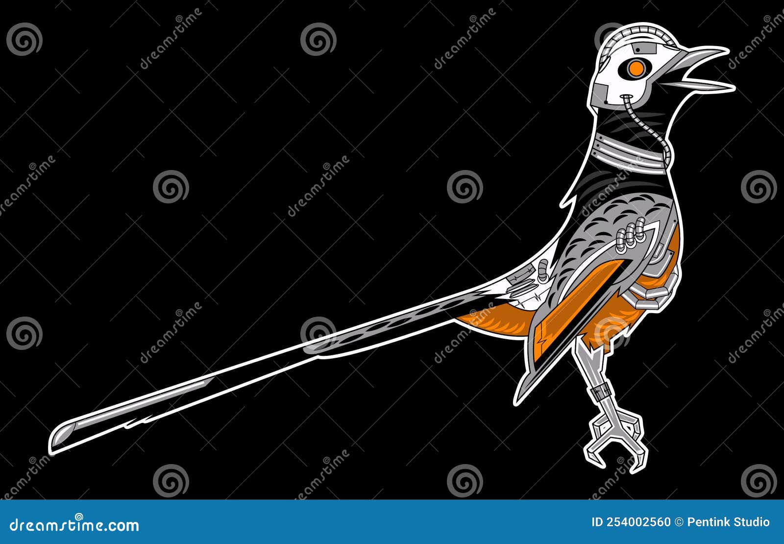 Mecha Bird Helmet Long Tail Vector Illustration Stock Vector ...