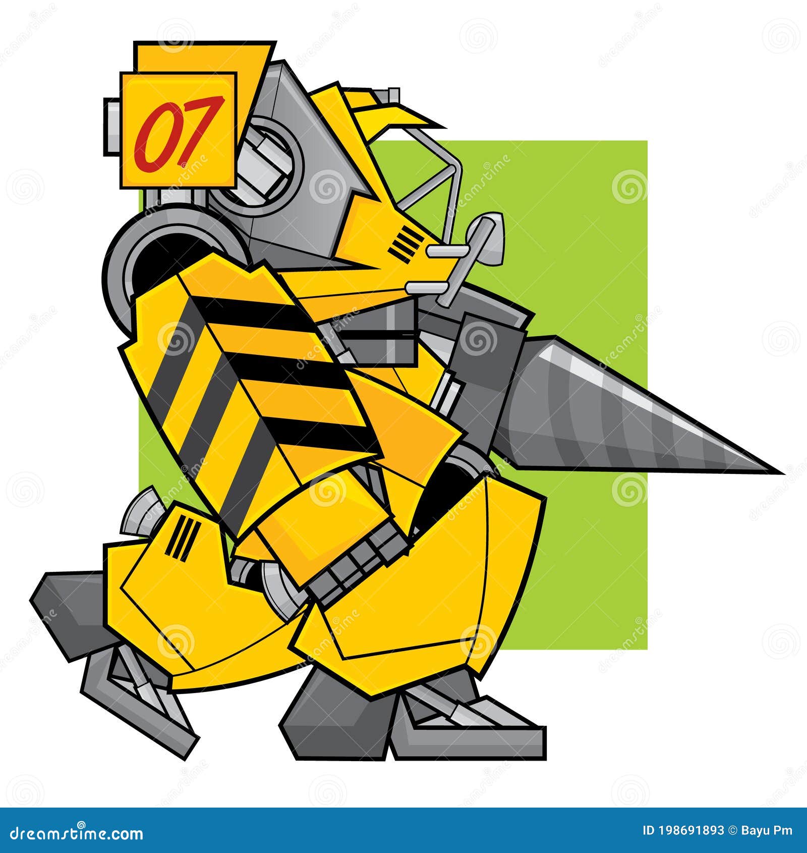 Robot Design Concept with Big Drill for Mining Stock Vector ...