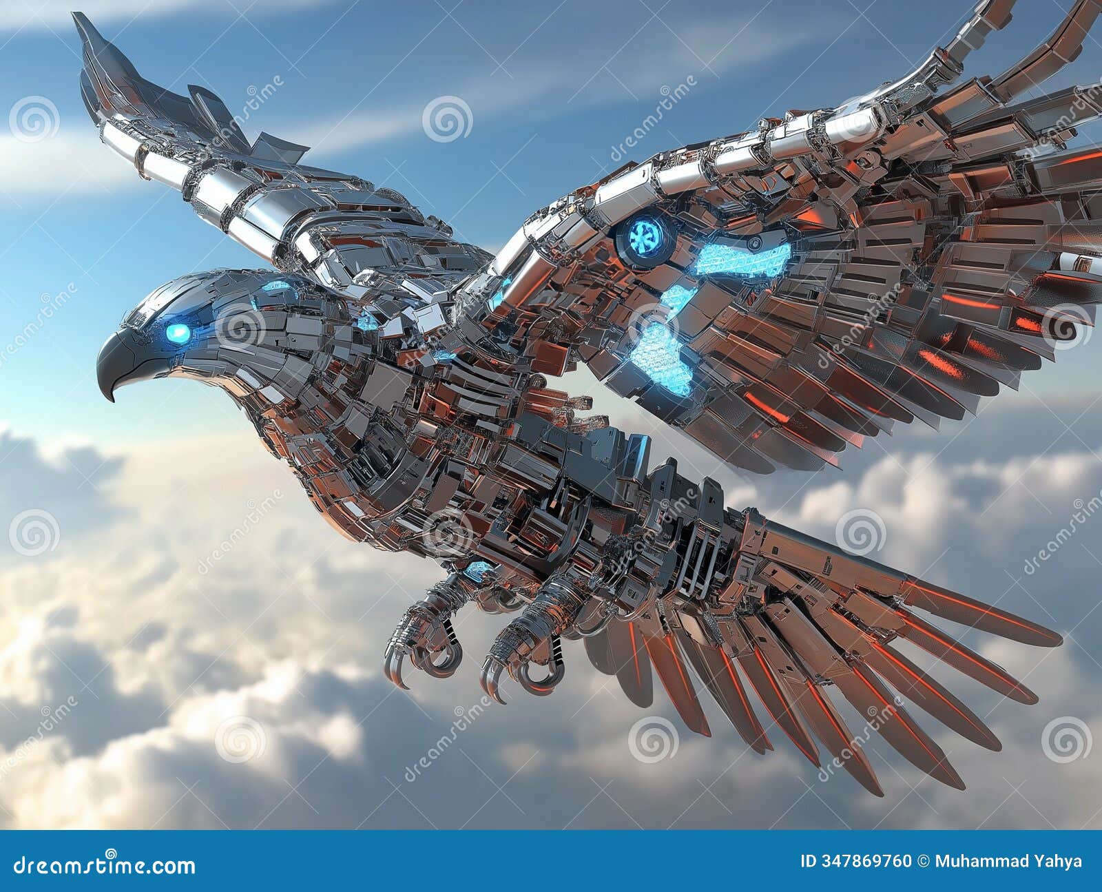 Mecha Eagle, Designed with Sleek Metallic Components and Aerodynamic ...