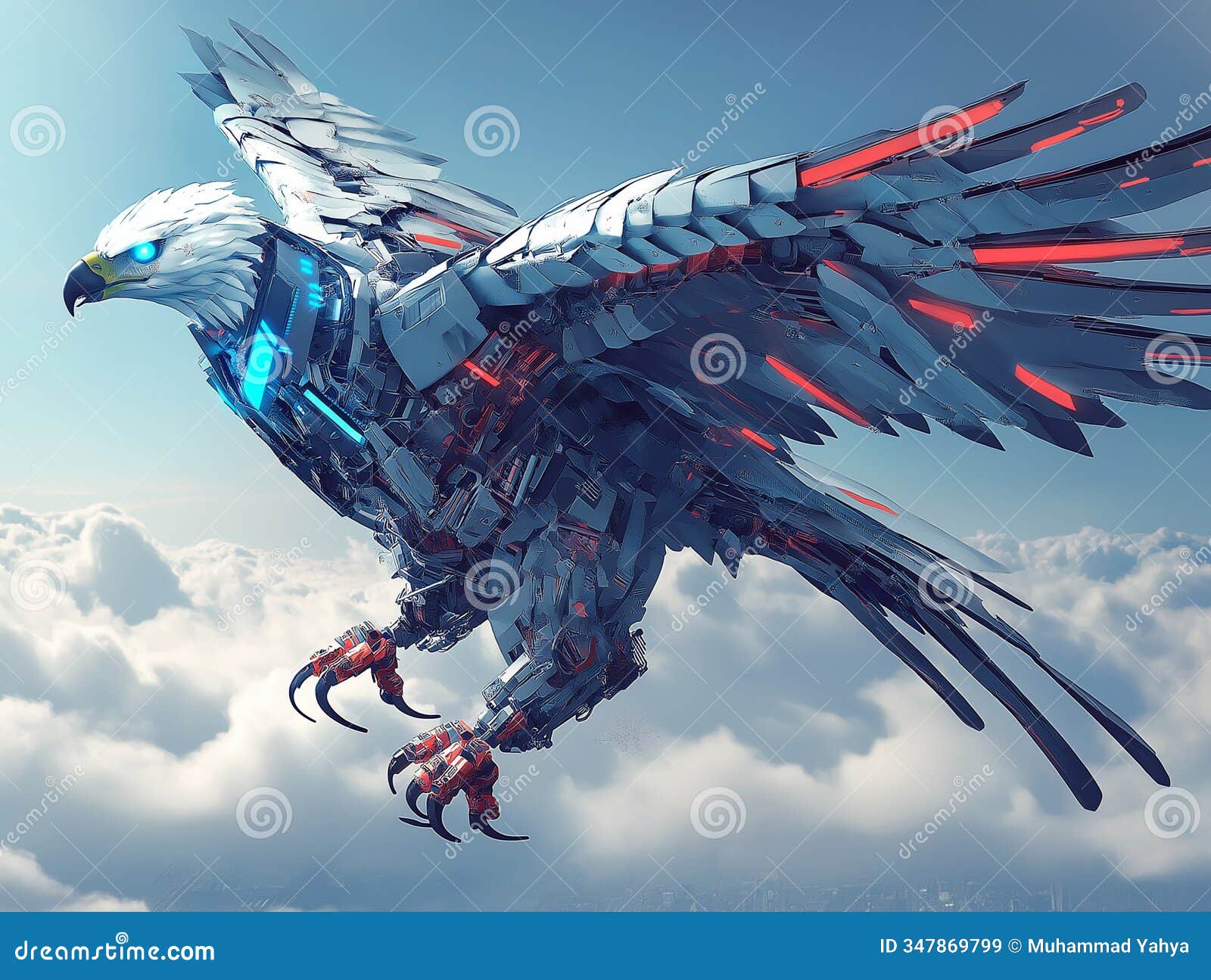 Mecha Eagle, Designed with Sleek Metallic Components and Aerodynamic ...