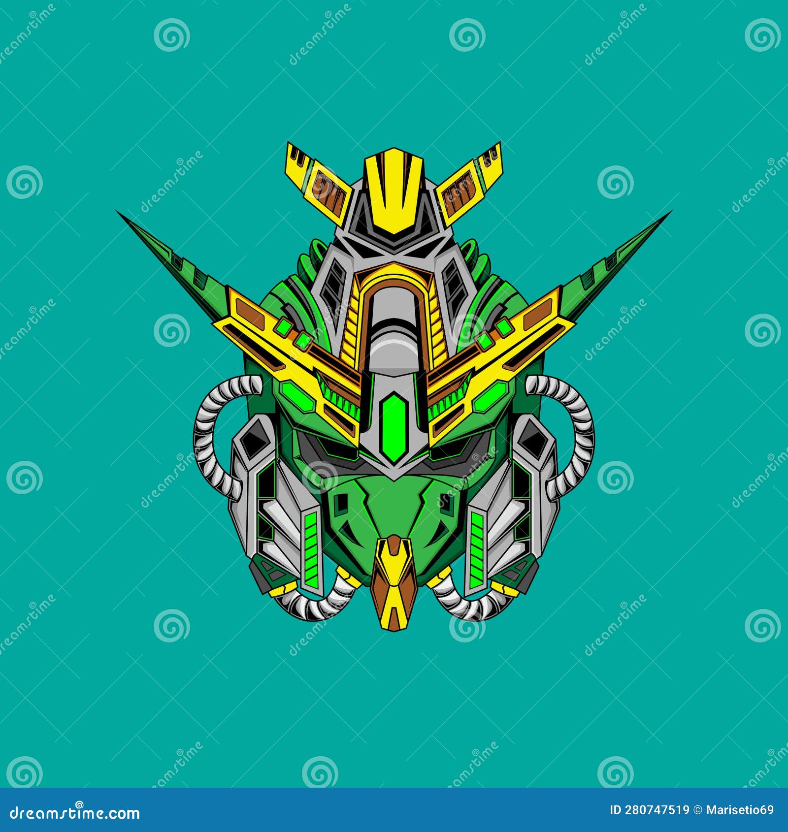 Mecha Head Basic Costum Robotic Design with Modern Illustration Stock ...