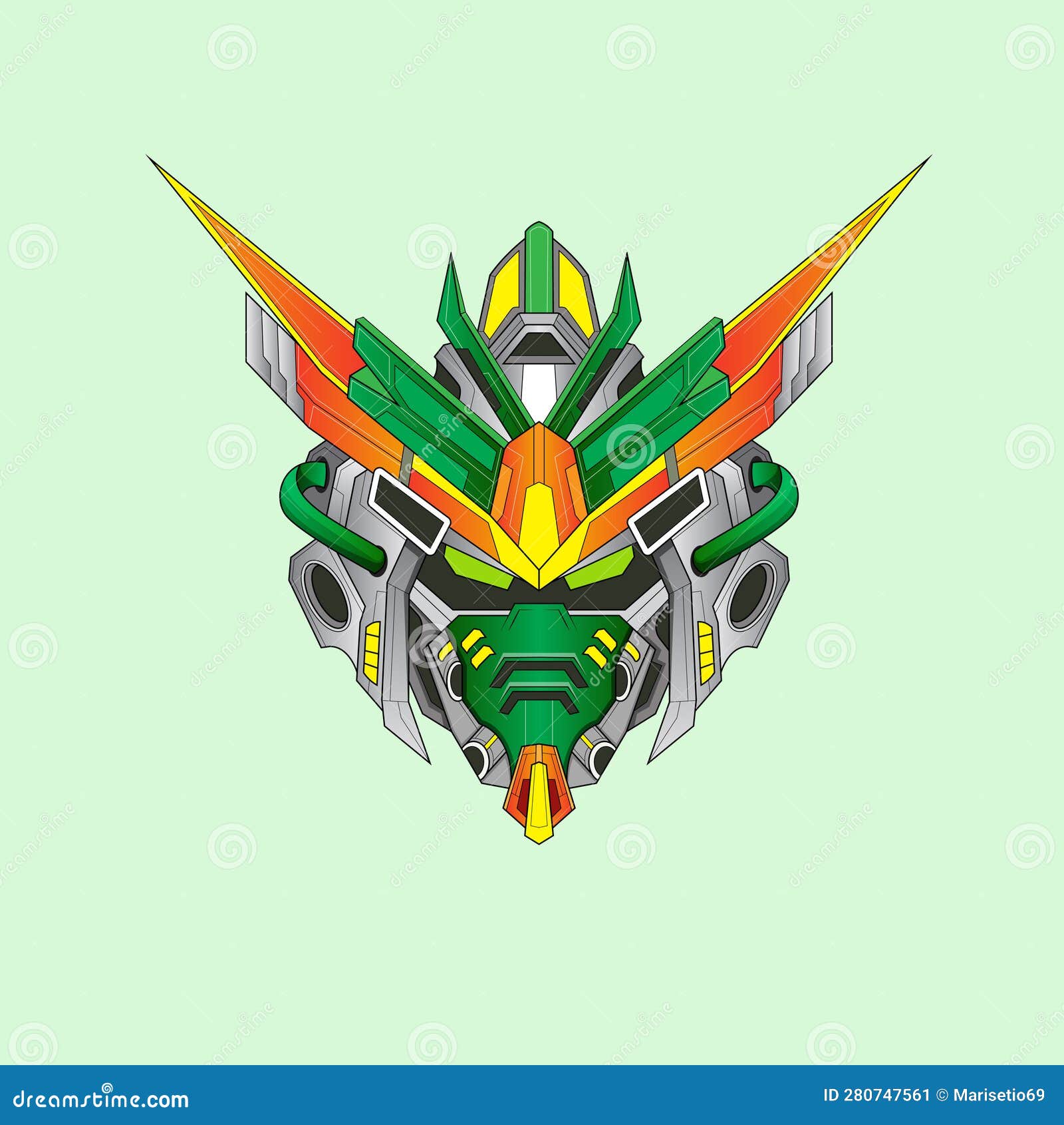 Mecha Head Basic Costum Robotic Design with Modern Illustration Stock ...