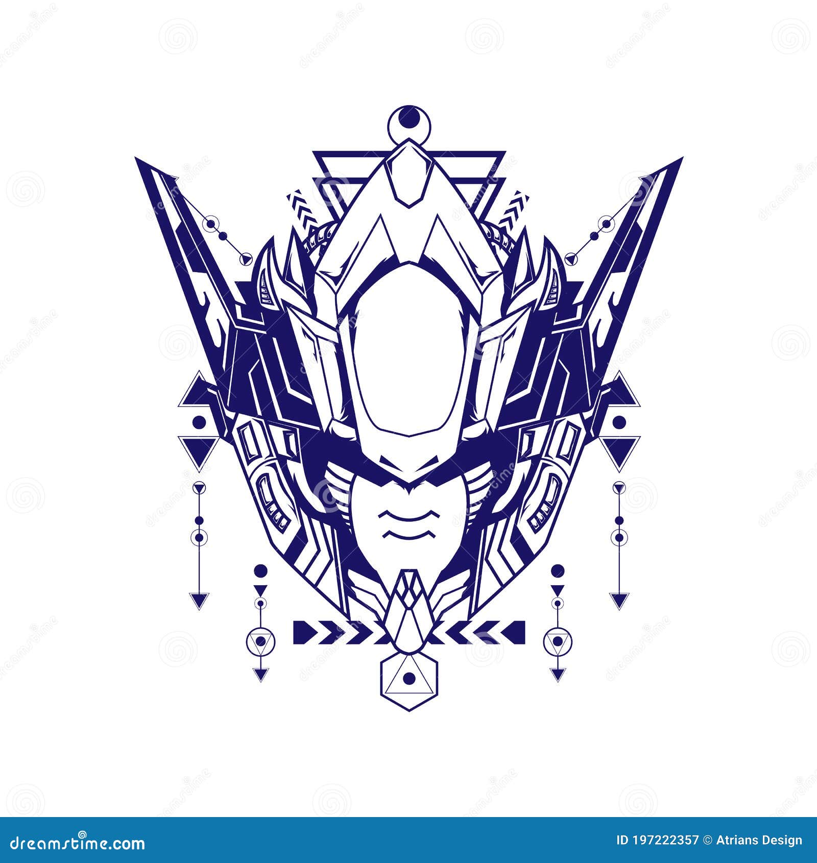 Mecha Head With Sacred Geometry Frame Vector Illustration ...