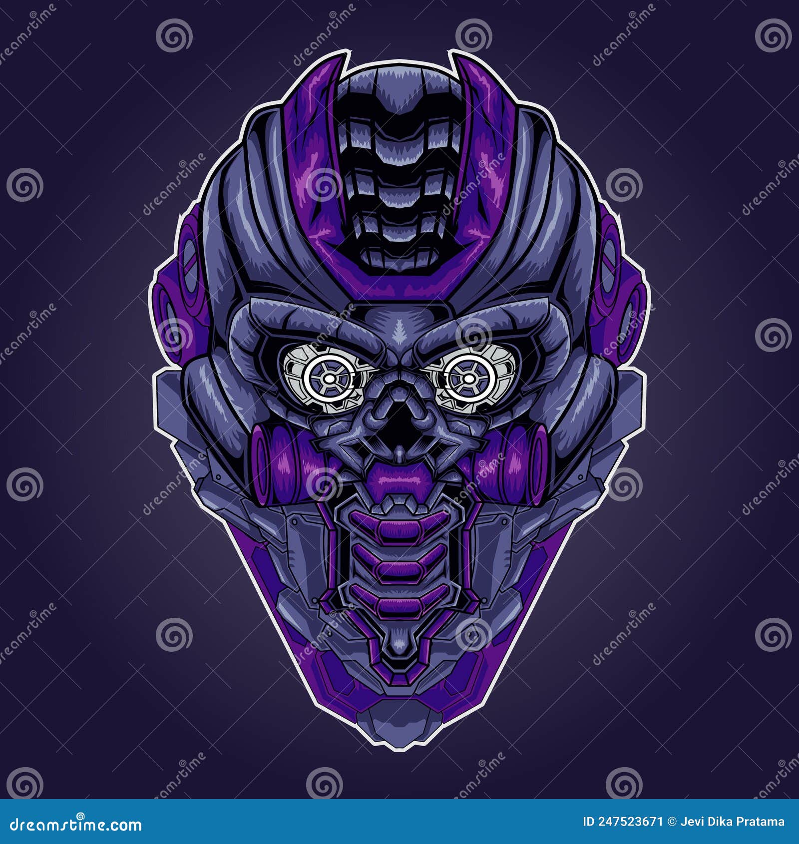 Mecha Head Illustration Vector Stock Illustration - Illustration of ...