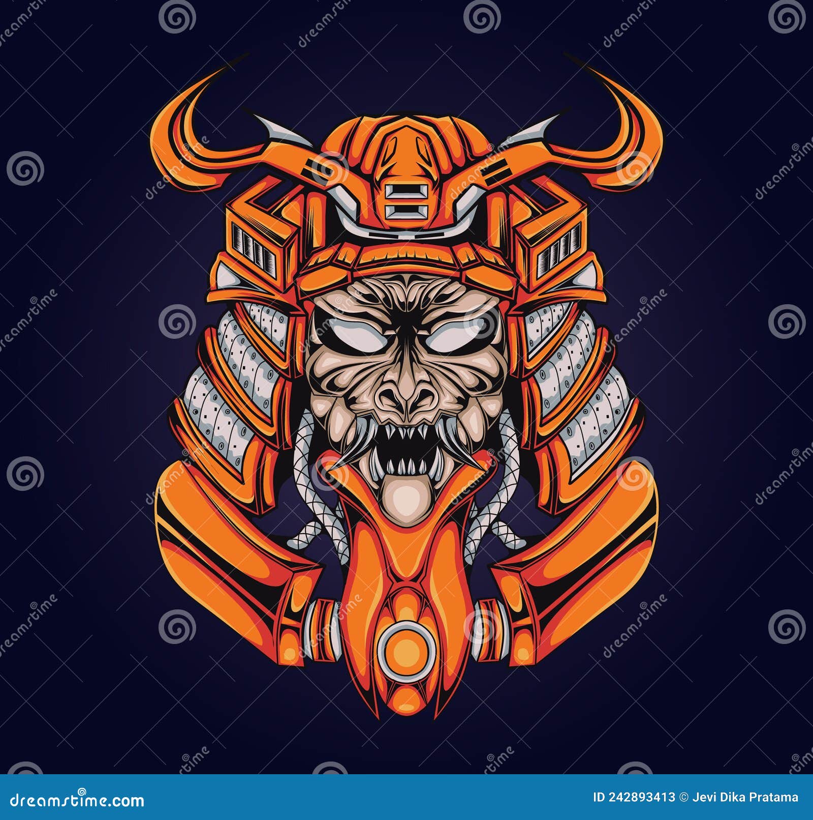 Mecha Head Samurai Illustration Stock Vector - Illustration of ...