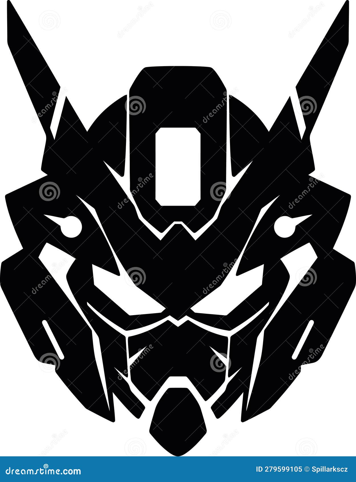 Mecha Mask Emblem in Black Over White Stock Vector - Illustration of ...