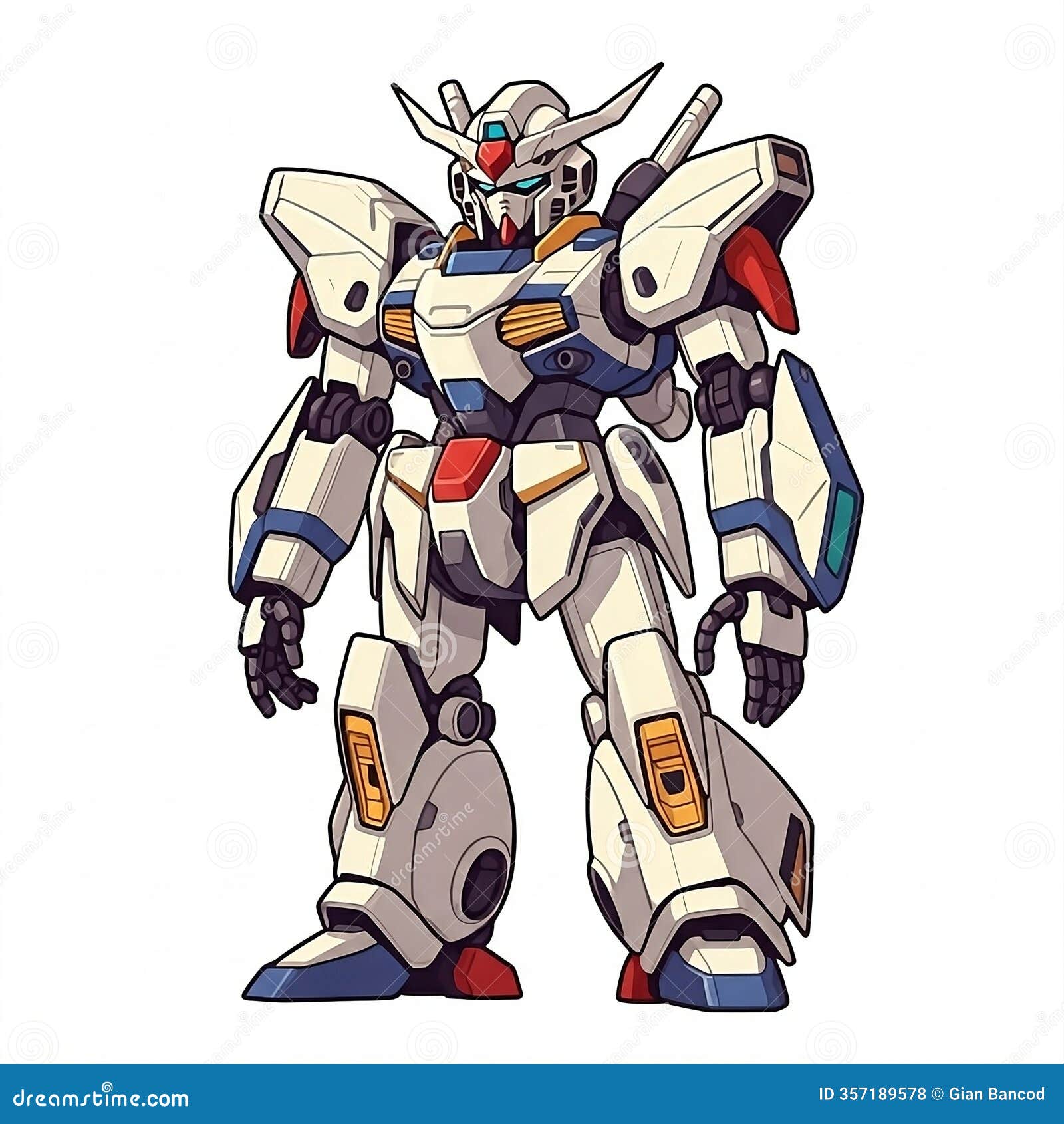 Mecha Robot Jepang Futuristic Full Body Illustration | CartoonDealer ...