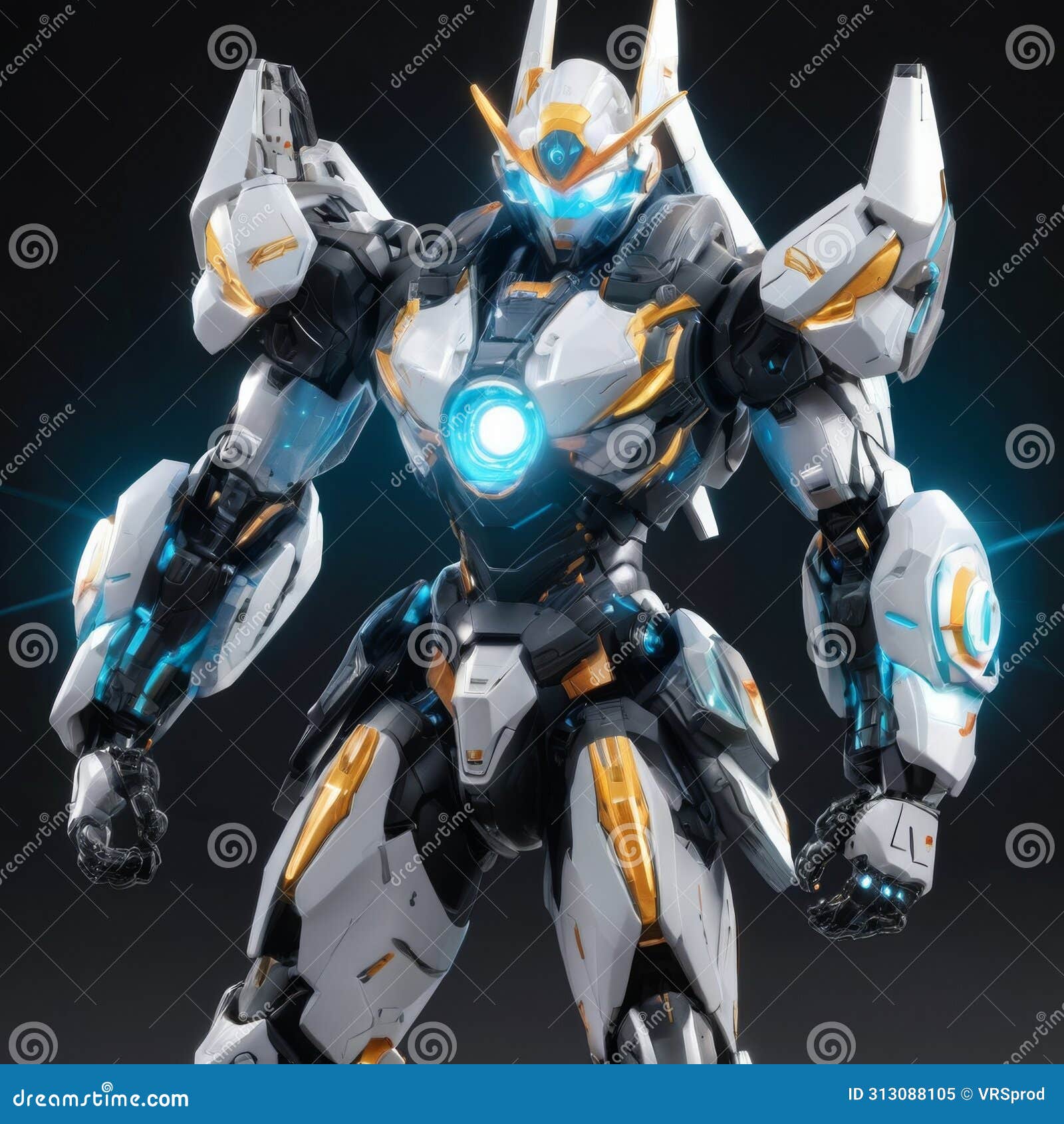 Mecha Robot Ready for Combat Stock Image - Image of illuminated, mecha ...