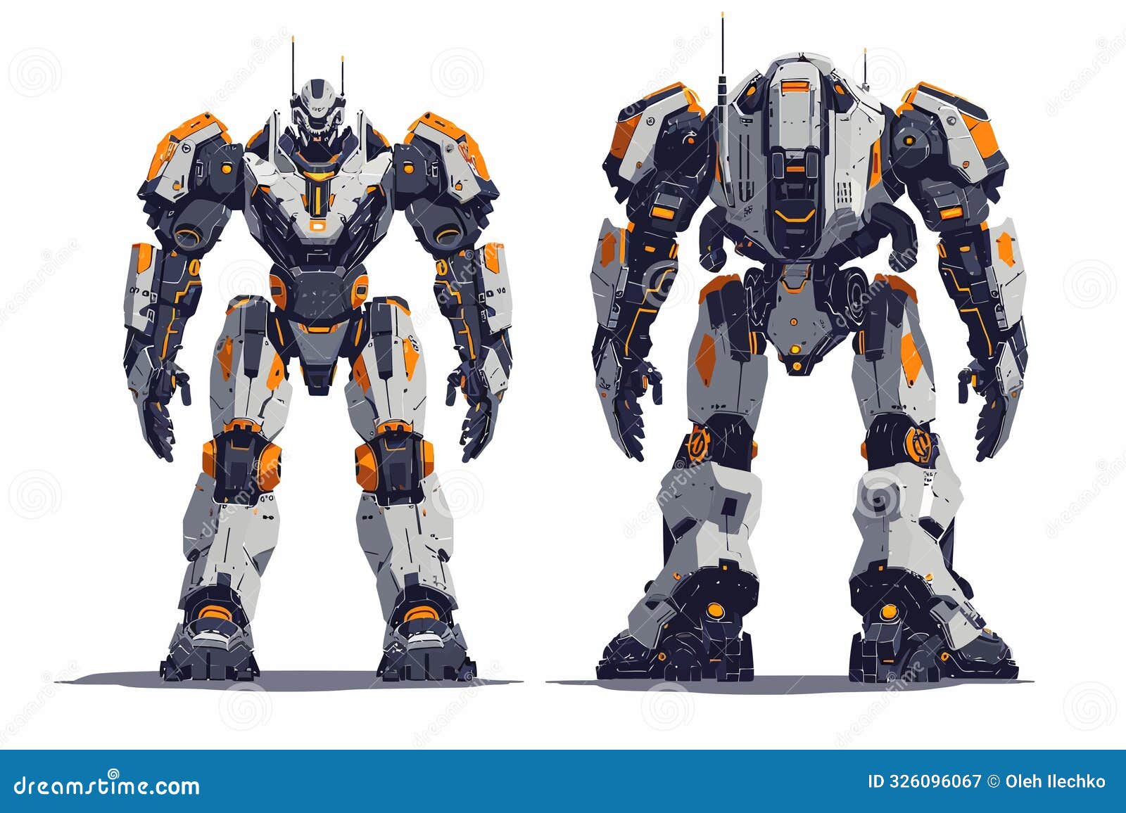 Mecha Robots Set Isolated Vector Style | CartoonDealer.com #326096081
