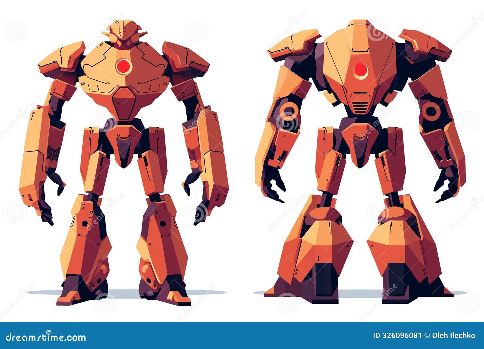 Mecha Robots Set Isolated Vector Style Stock Illustration ...