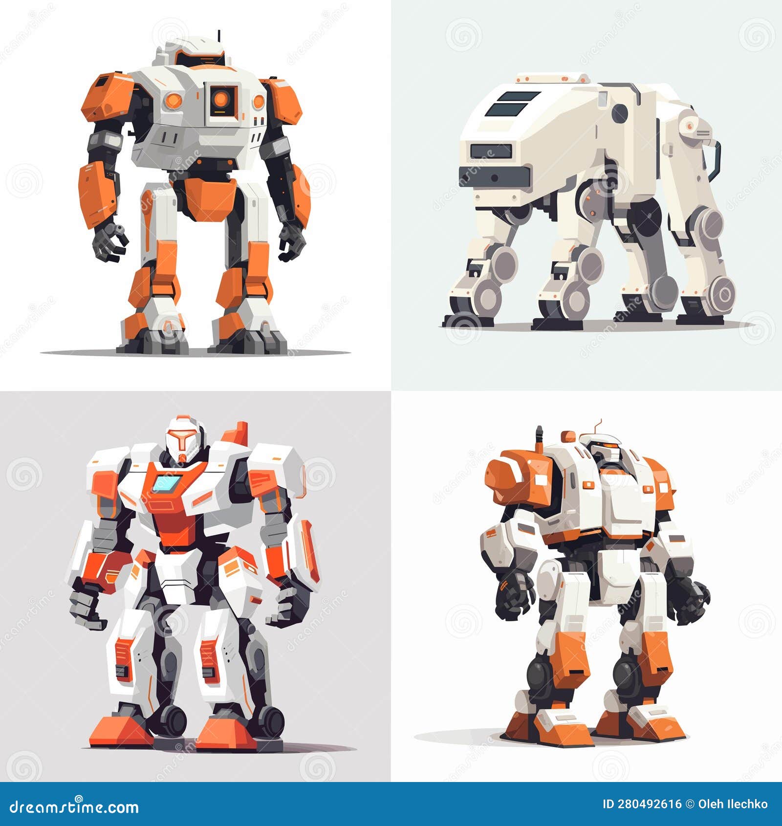 Mecha Robots Vector Set Isolated Illustration Stock Vector ...