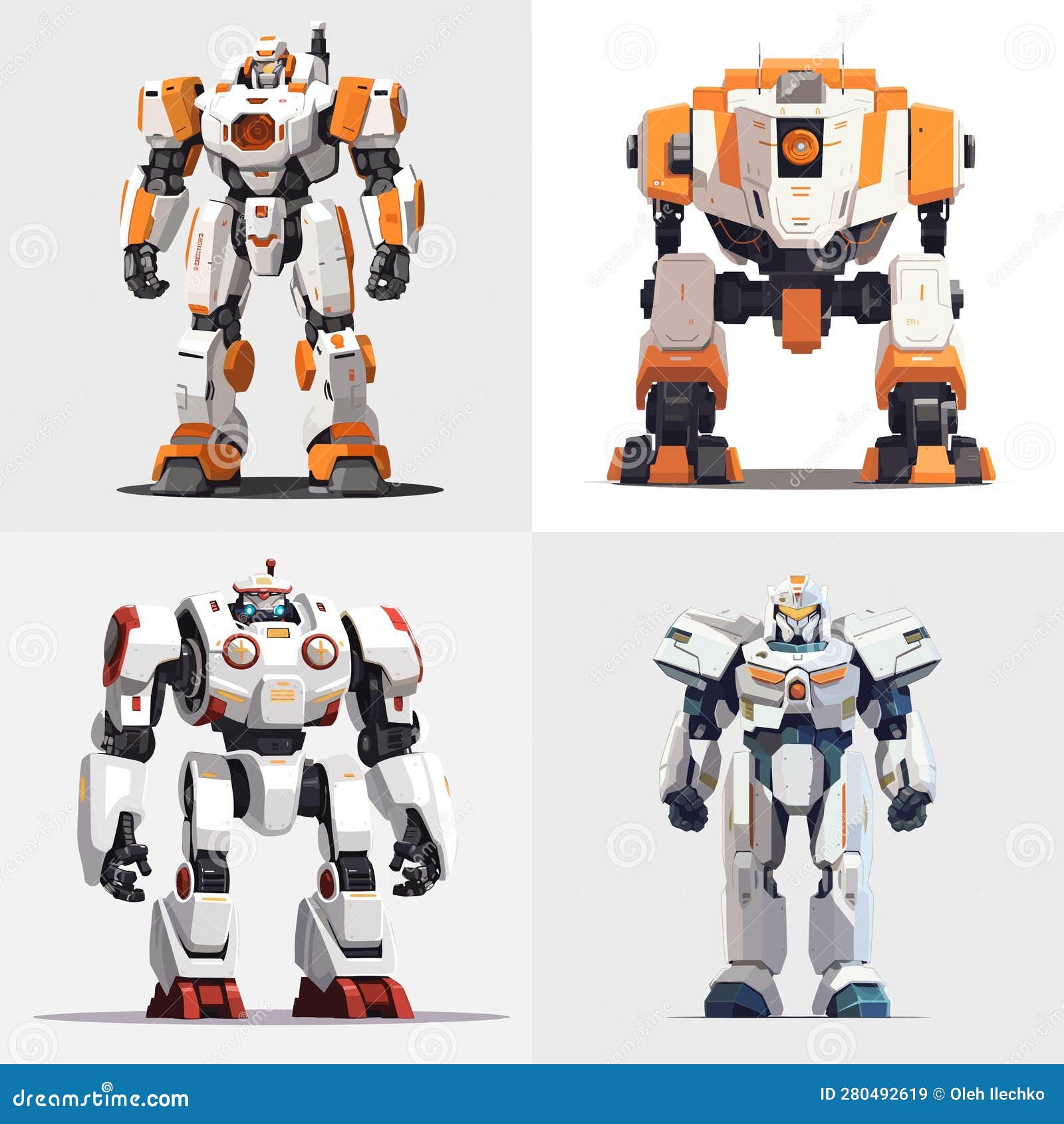 Mecha Robots Vector Set Isolated Illustration Stock Vector ...