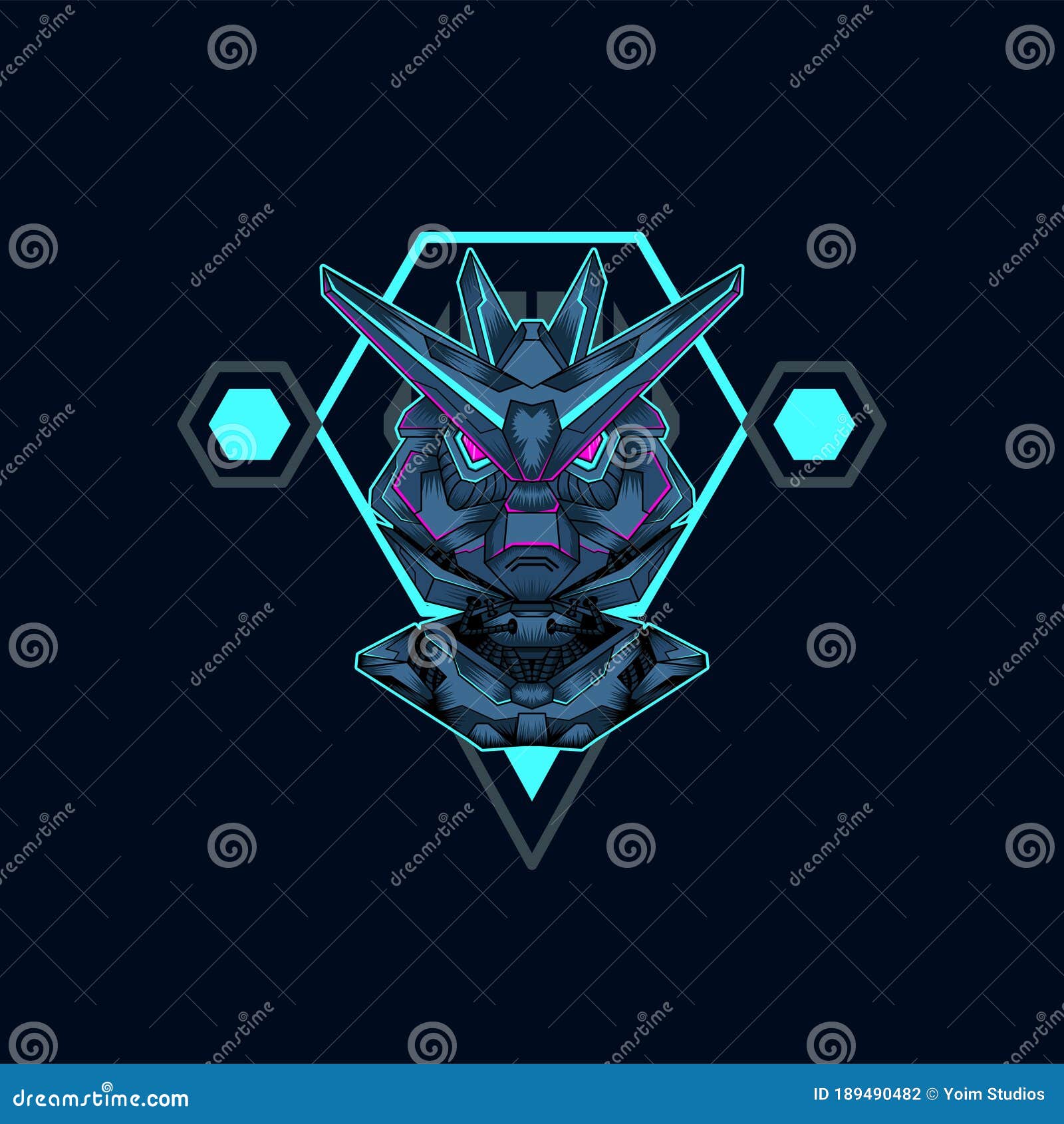 Mecha with Sacred Geometry Background Vector Graphic Design ...