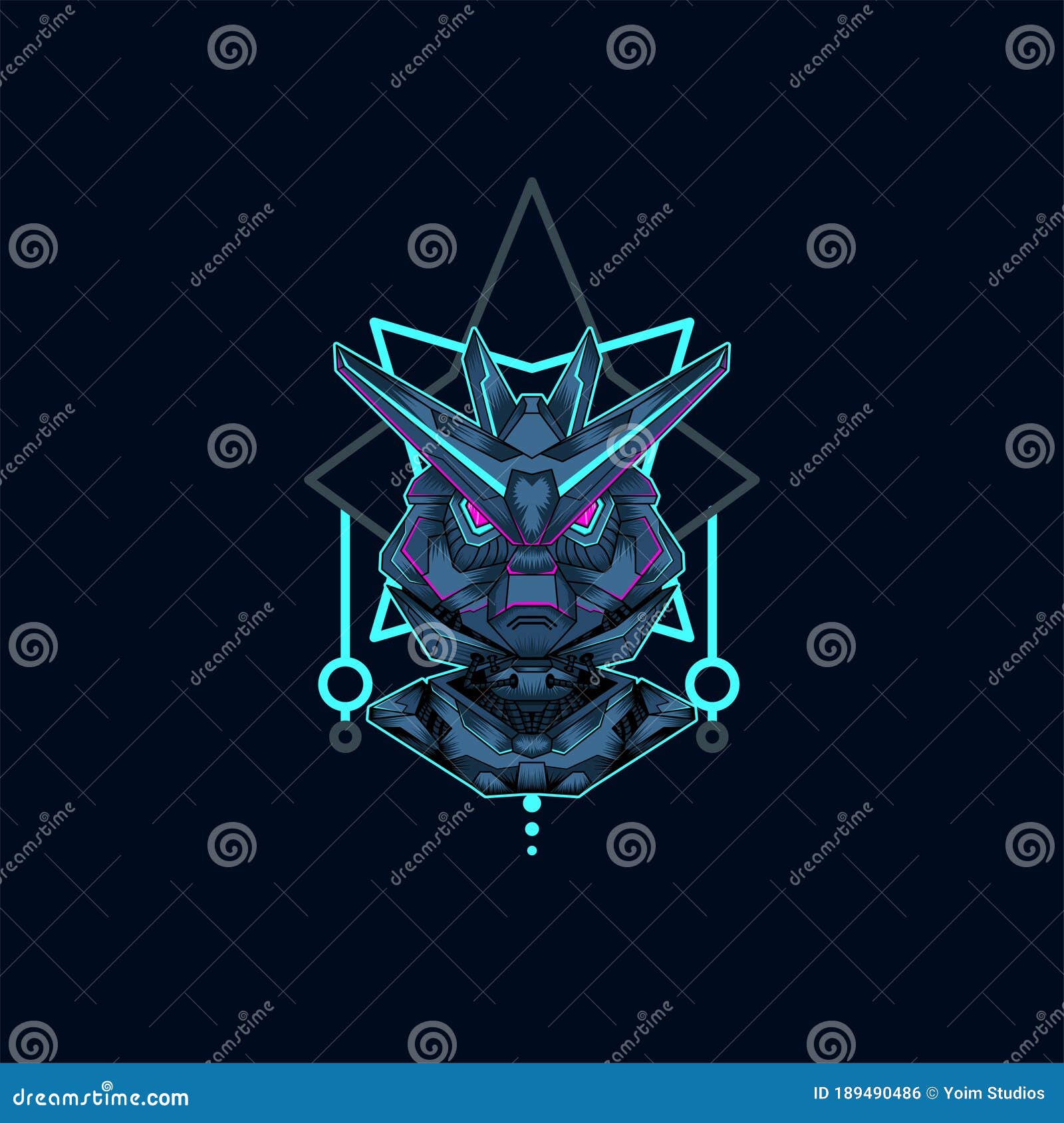 Mecha with Sacred Geometry Background Vector Graphic Design ...