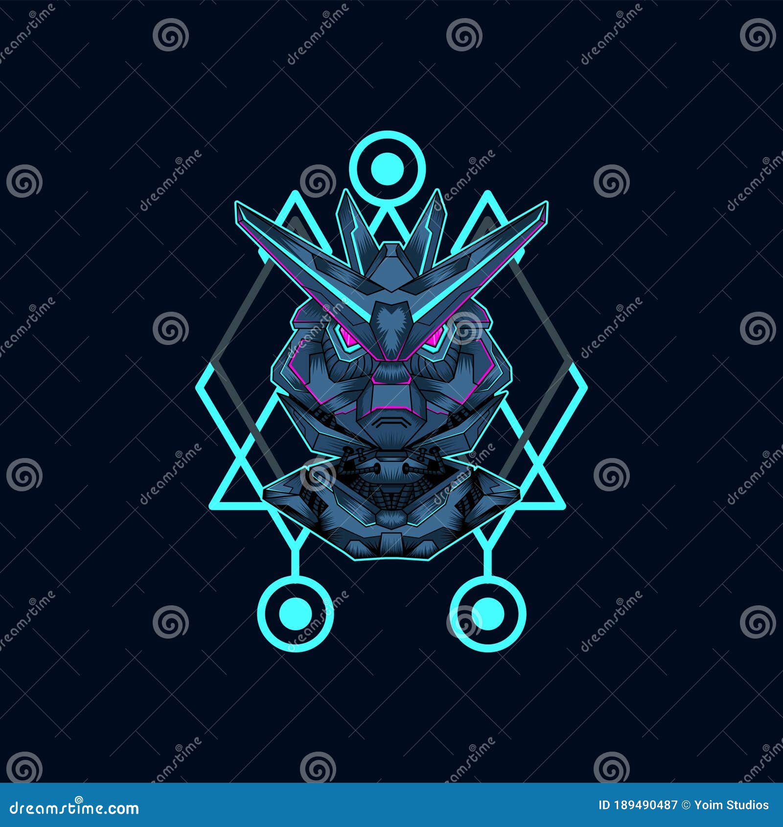 Mecha with Sacred Geometry Background Vector Graphic Design ...