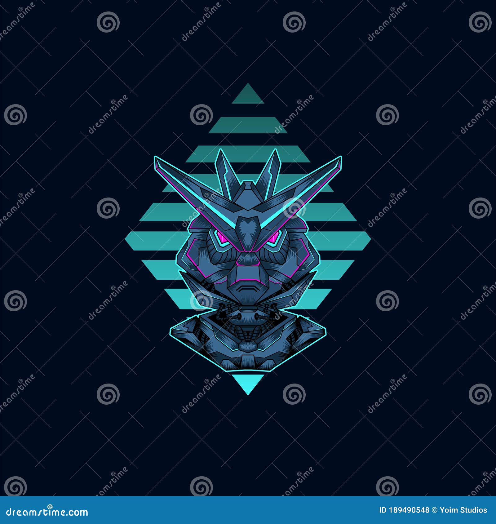 Mecha with Sacred Geometry Background Vector Graphic Design ...