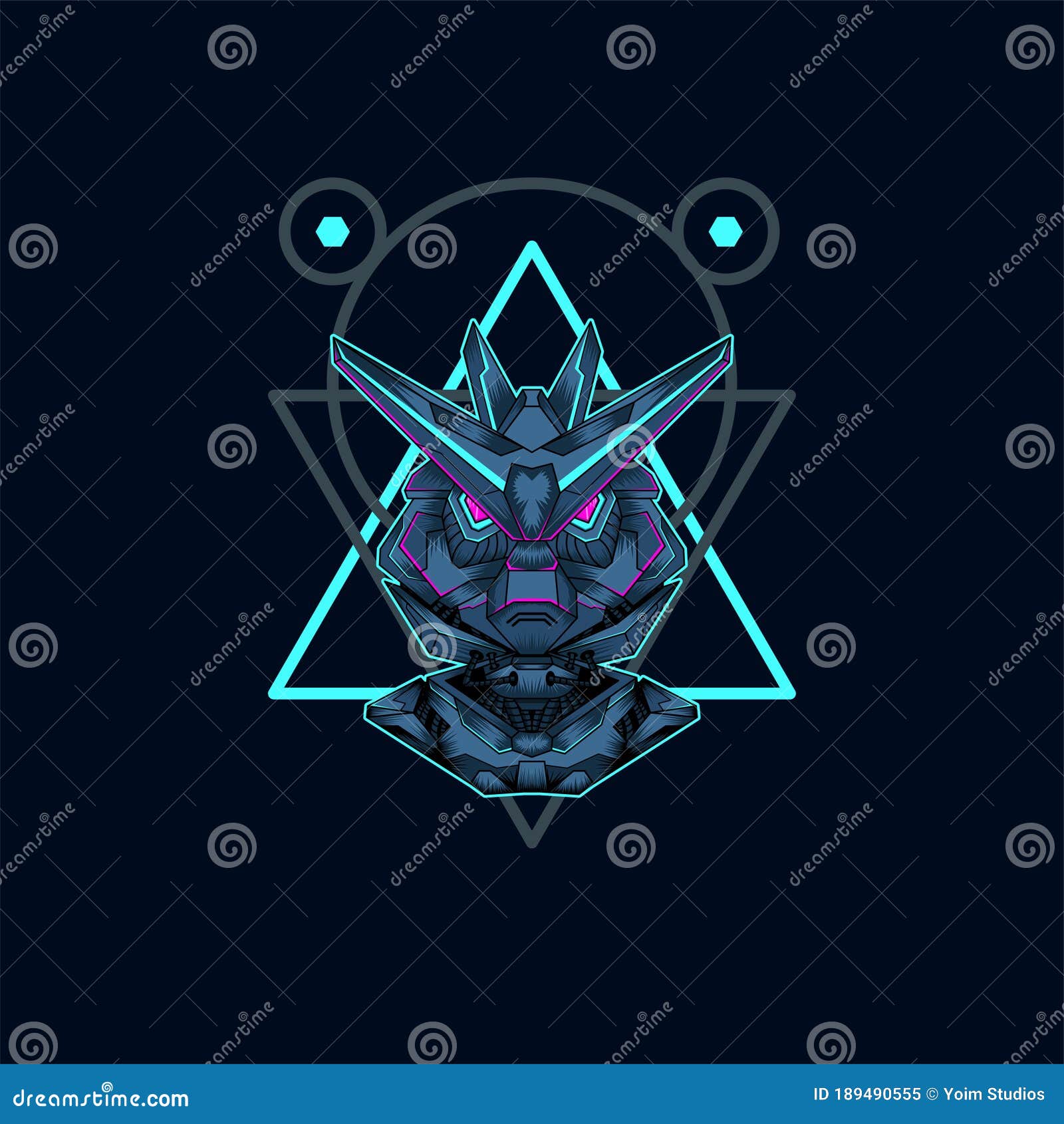 Mecha with Sacred Geometry Background Vector Graphic Design ...