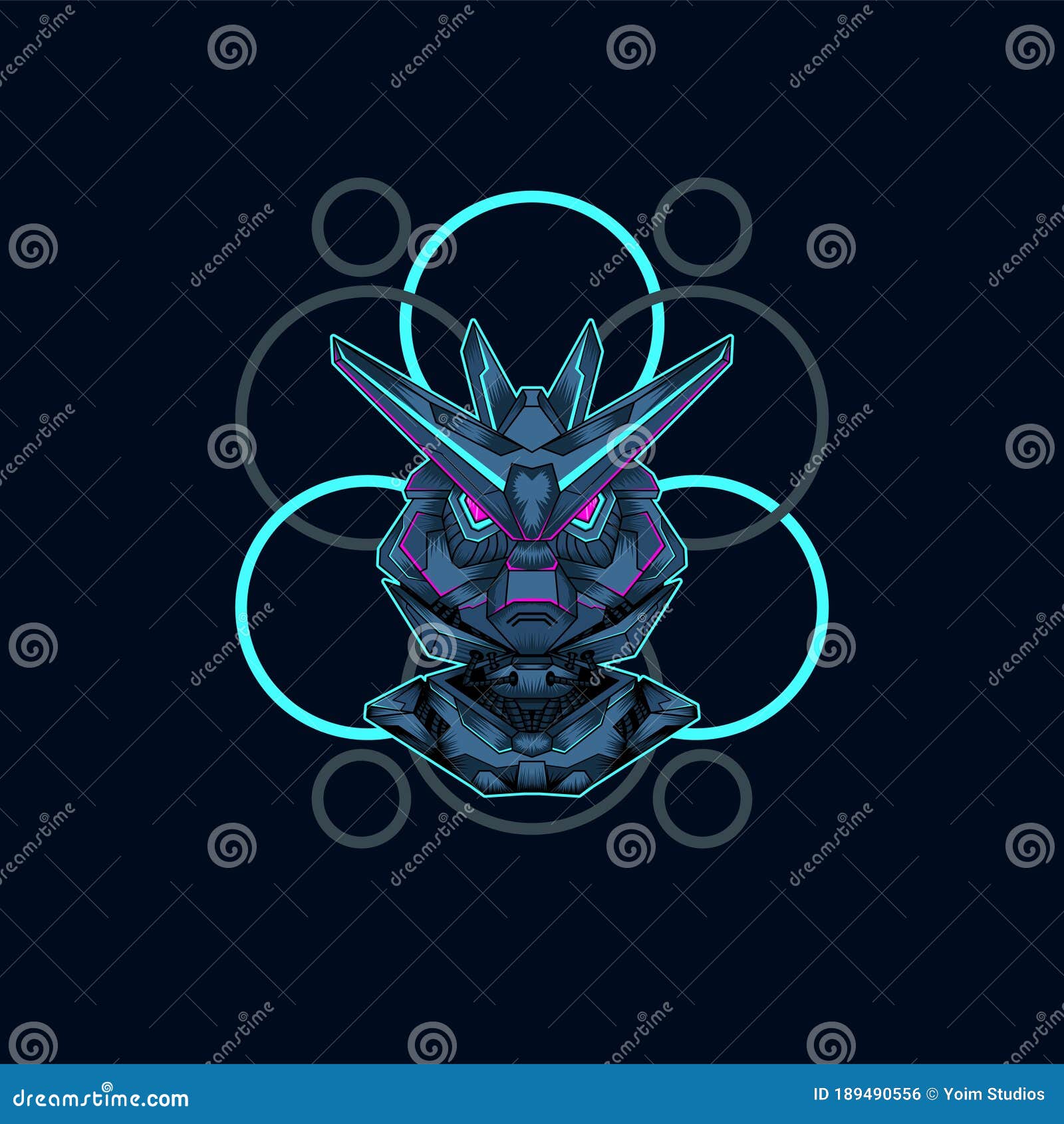 Mecha with Sacred Geometry Background Vector Graphic Design ...