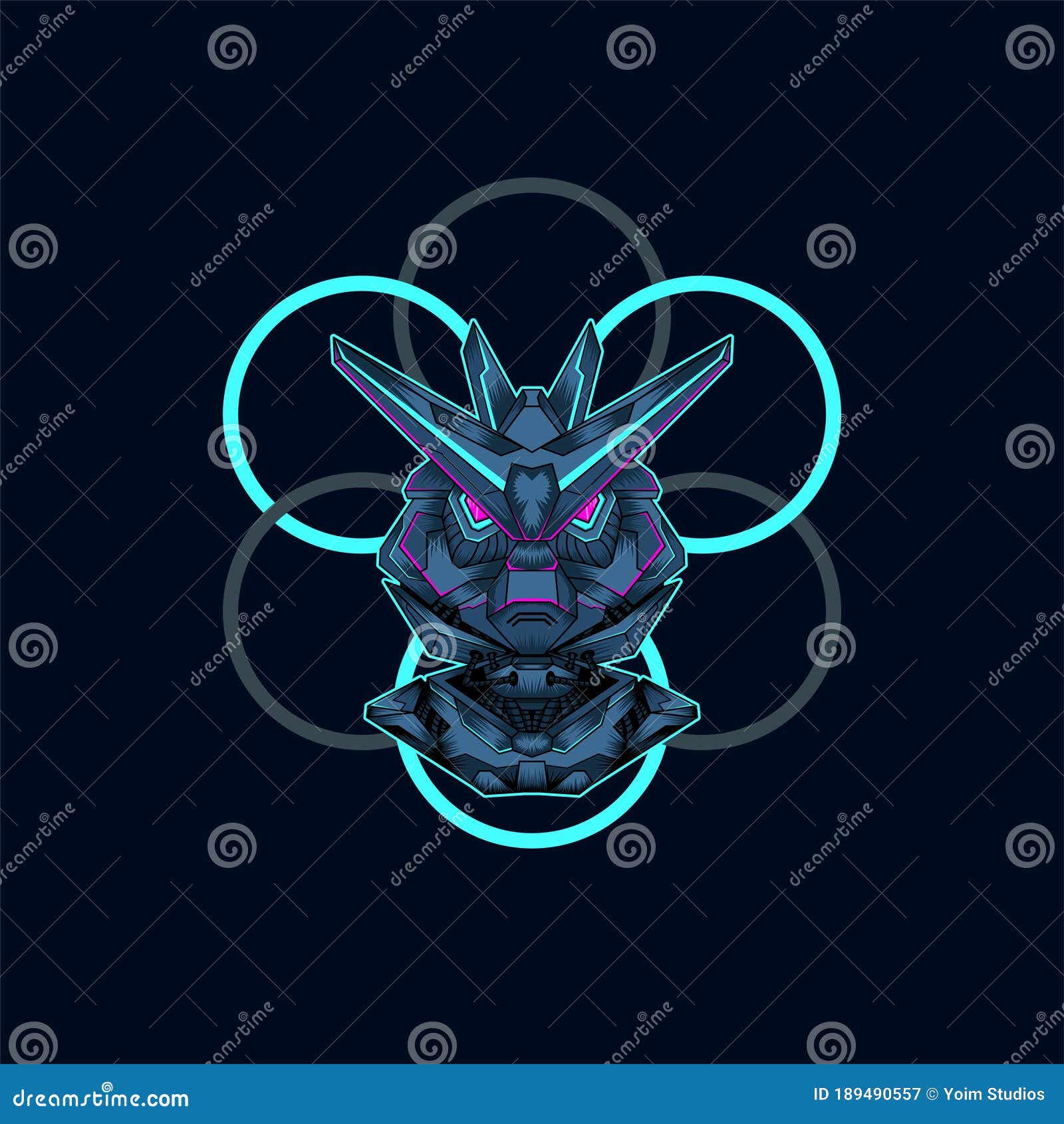 Mecha with Sacred Geometry Background Vector Graphic Design ...