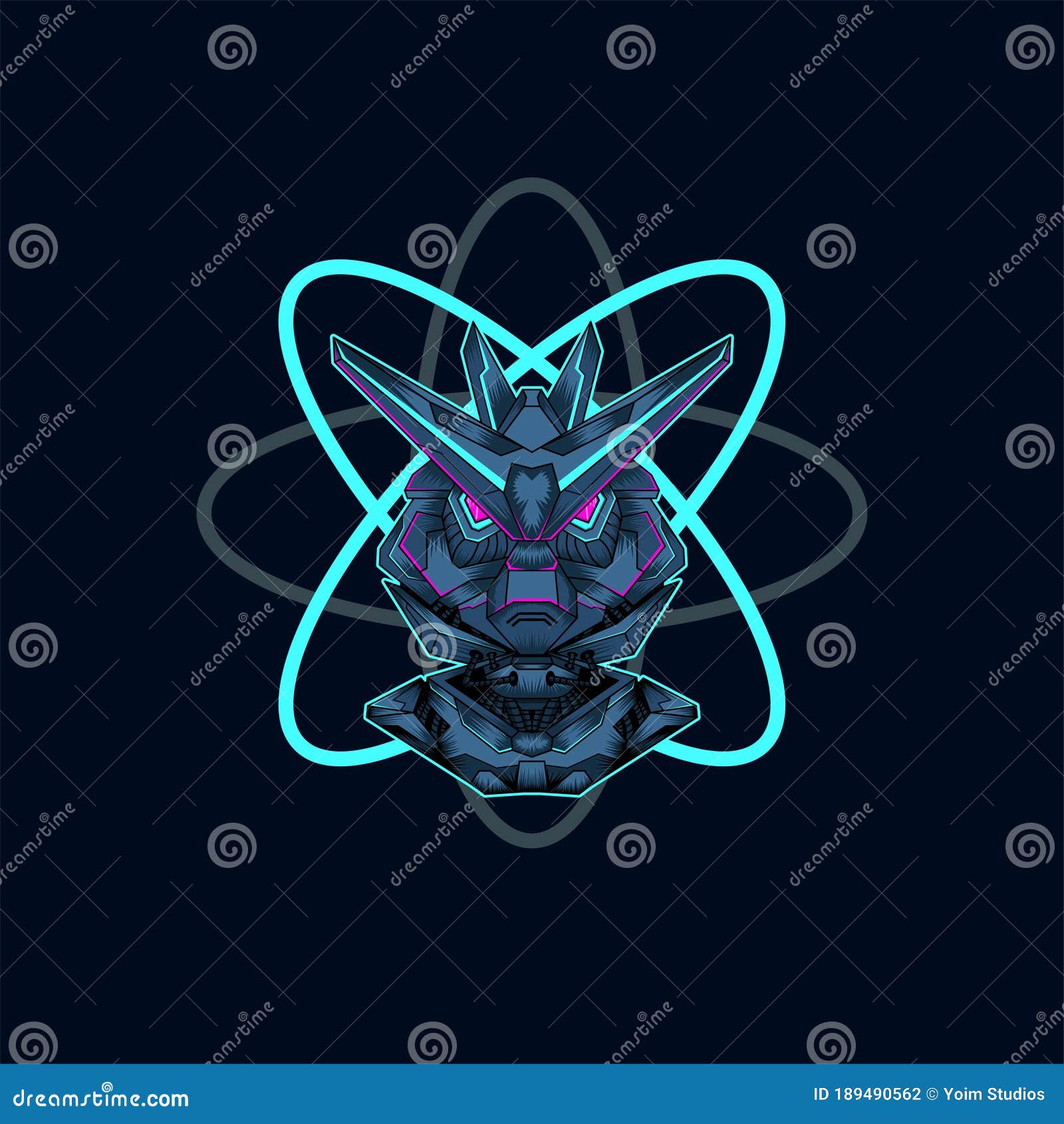 Mecha with Sacred Geometry Background Vector Graphic Design ...