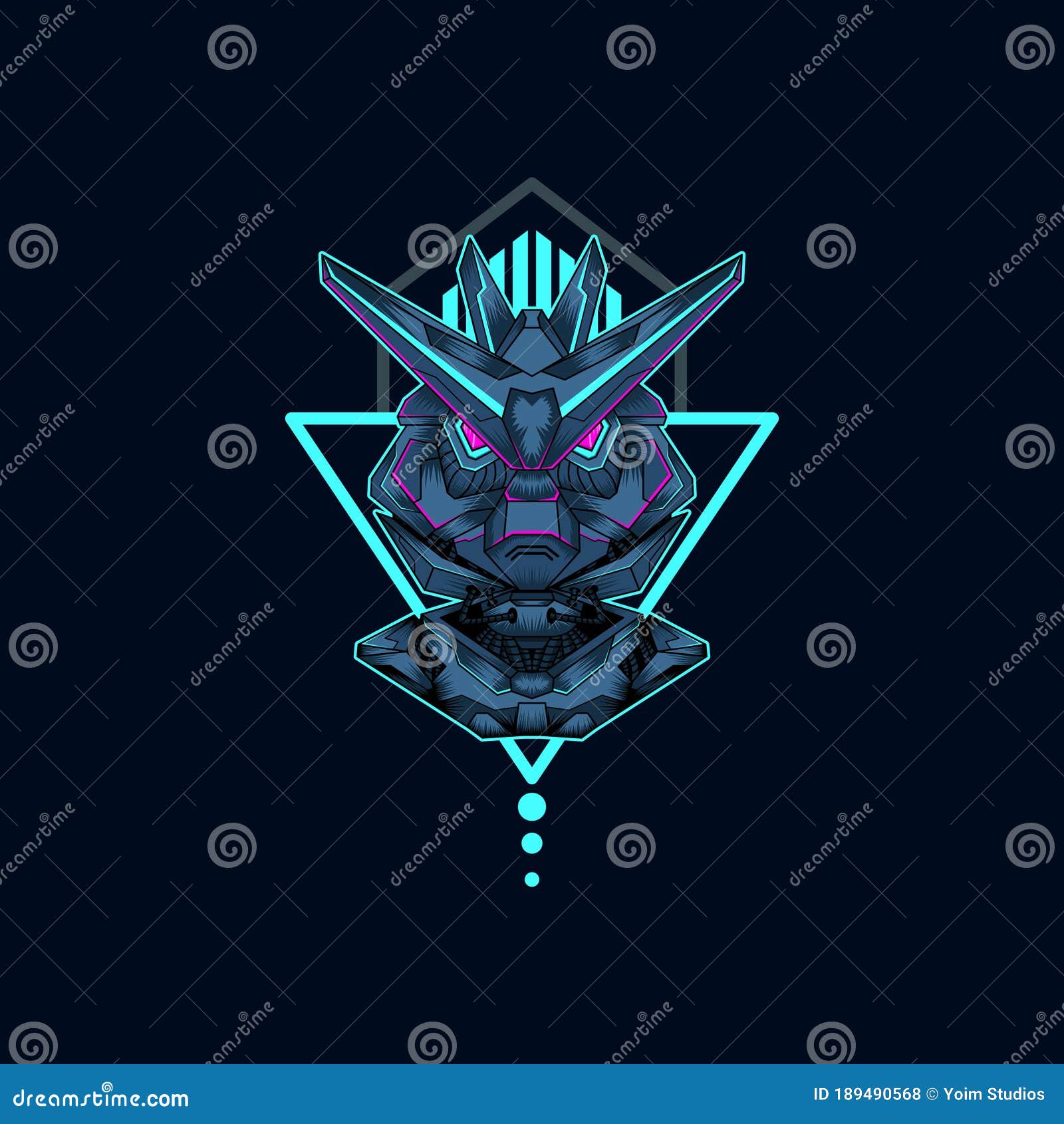 Mecha with Sacred Geometry Background Vector Graphic Design ...