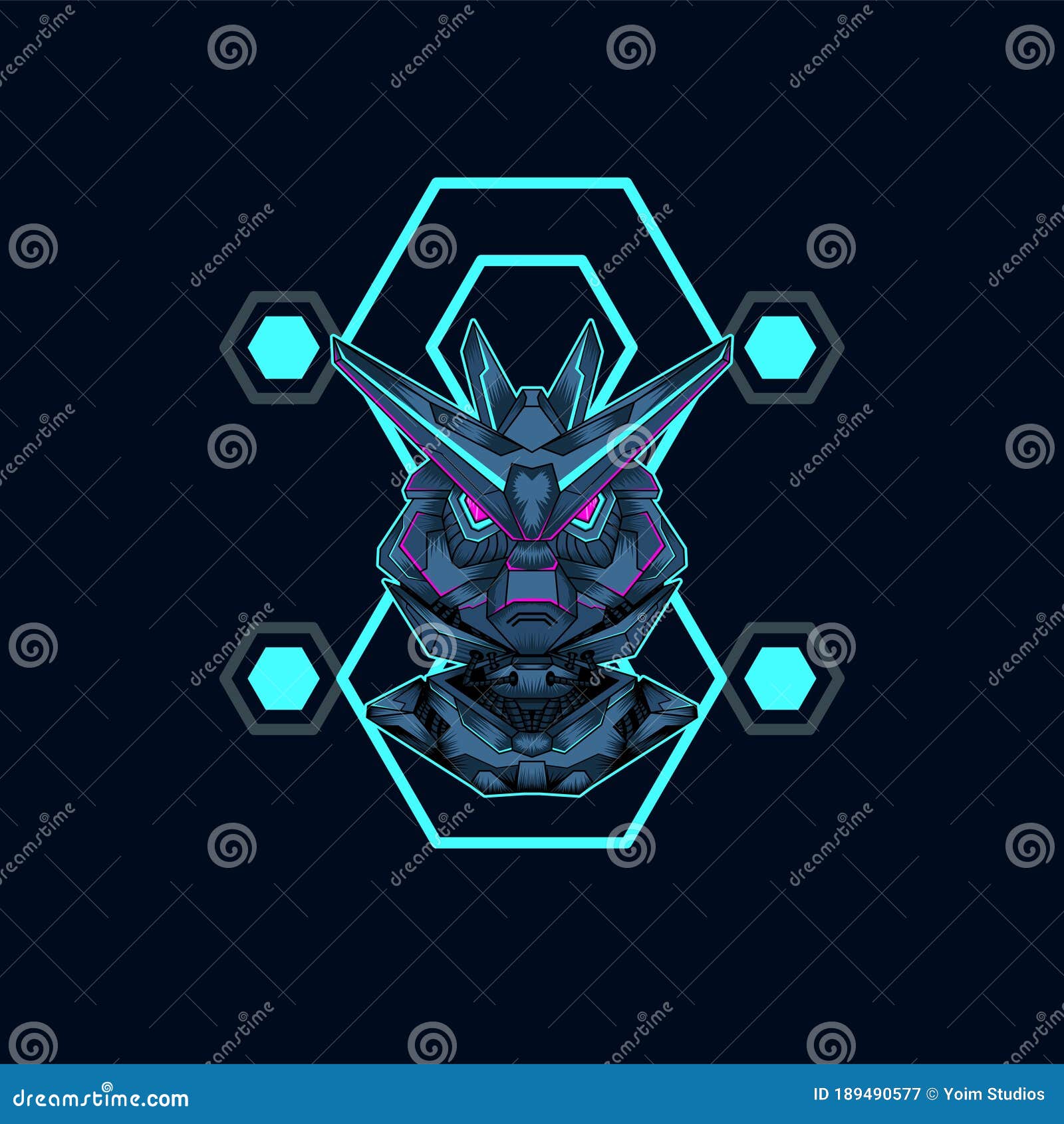 Mecha with Sacred Geometry Background Vector Graphic Design ...