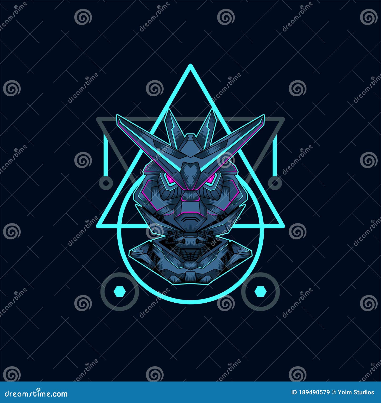 Mecha with Sacred Geometry Background Vector Graphic Design ...