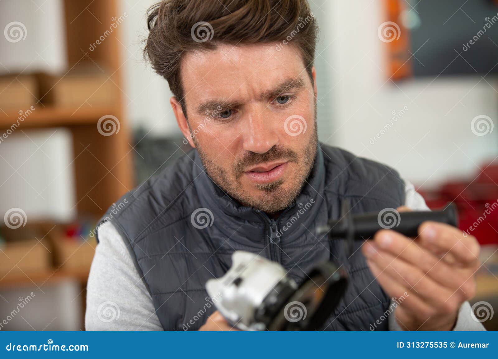 Mechanic Assembling Angle Grinder Stock Image - Image of safety ...