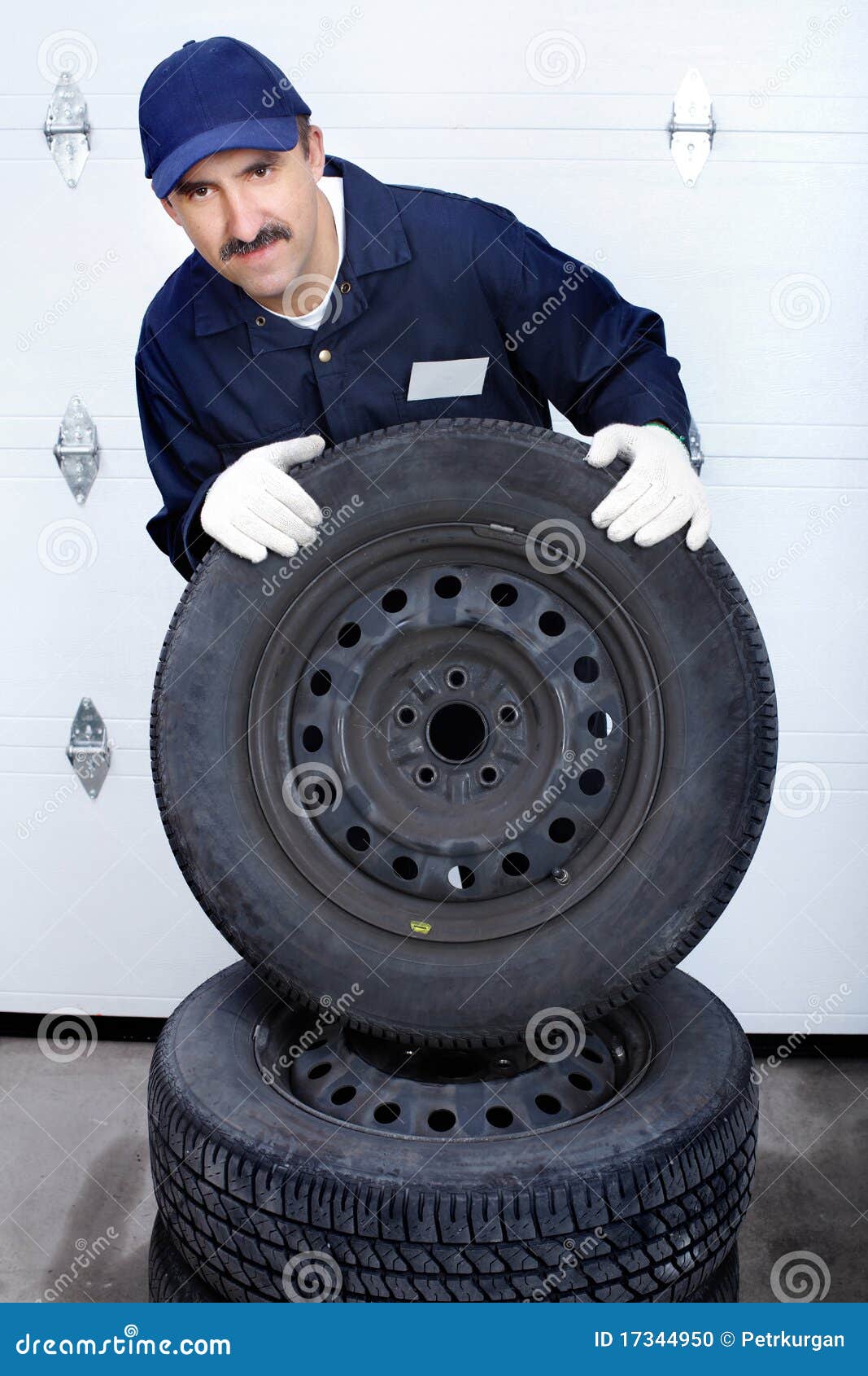 Mechanic with auto wheels stock photo. Image of inside - 17344950