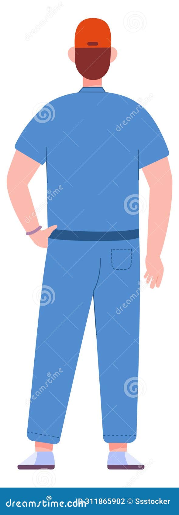 Mechanic Back View. Tech Service Worker Character Stock Illustration ...