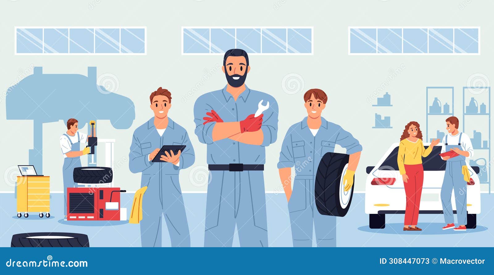 Mechanic Background Cartoon Vector | CartoonDealer.com #4916303
