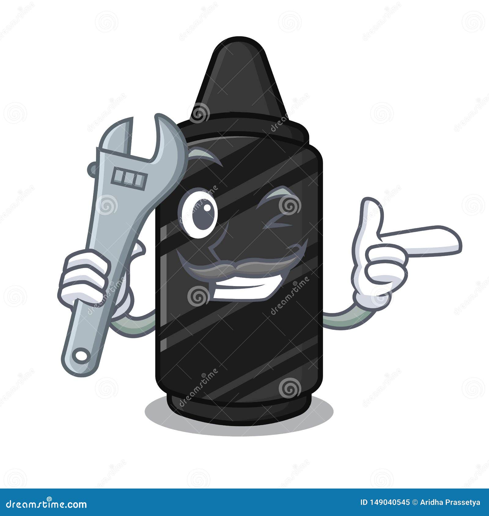 Mechanic Black Crayon Isolated in the Cartoon Stock Vector ...
