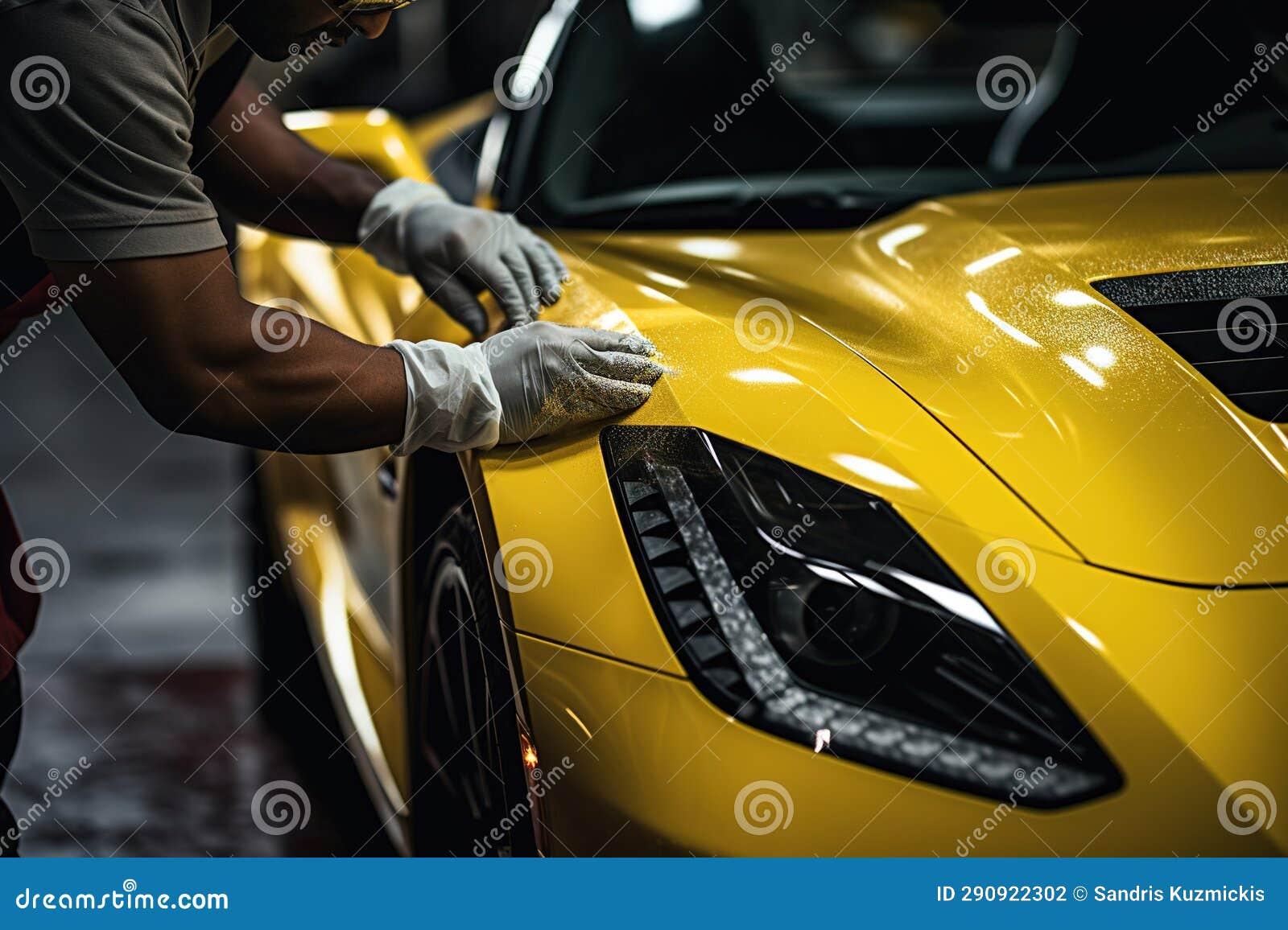 Mechanic Buffing a Scratch on Sports Car. Generative AI Stock ...